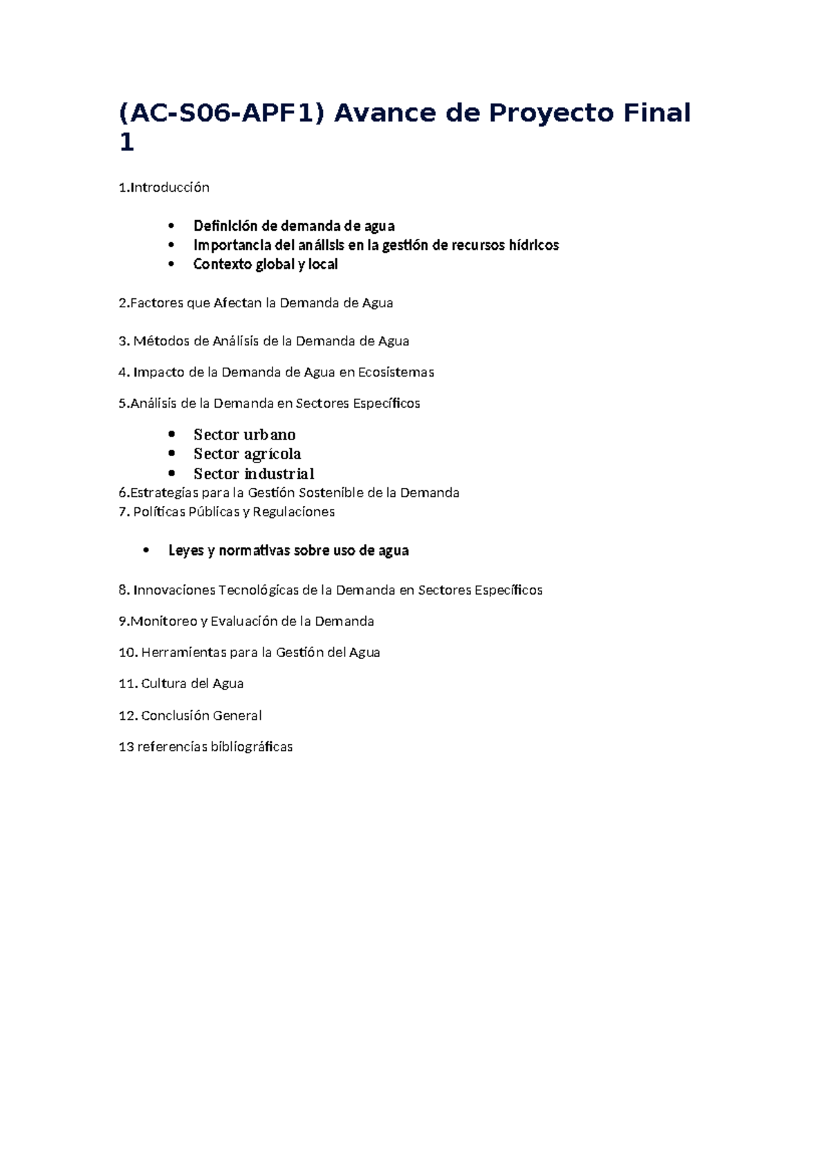 Tarea Grupal Analisis de la Demanda de Agua - (AC-S06-APF1) Avance de Proyecto Final 1 1ón - Studocu