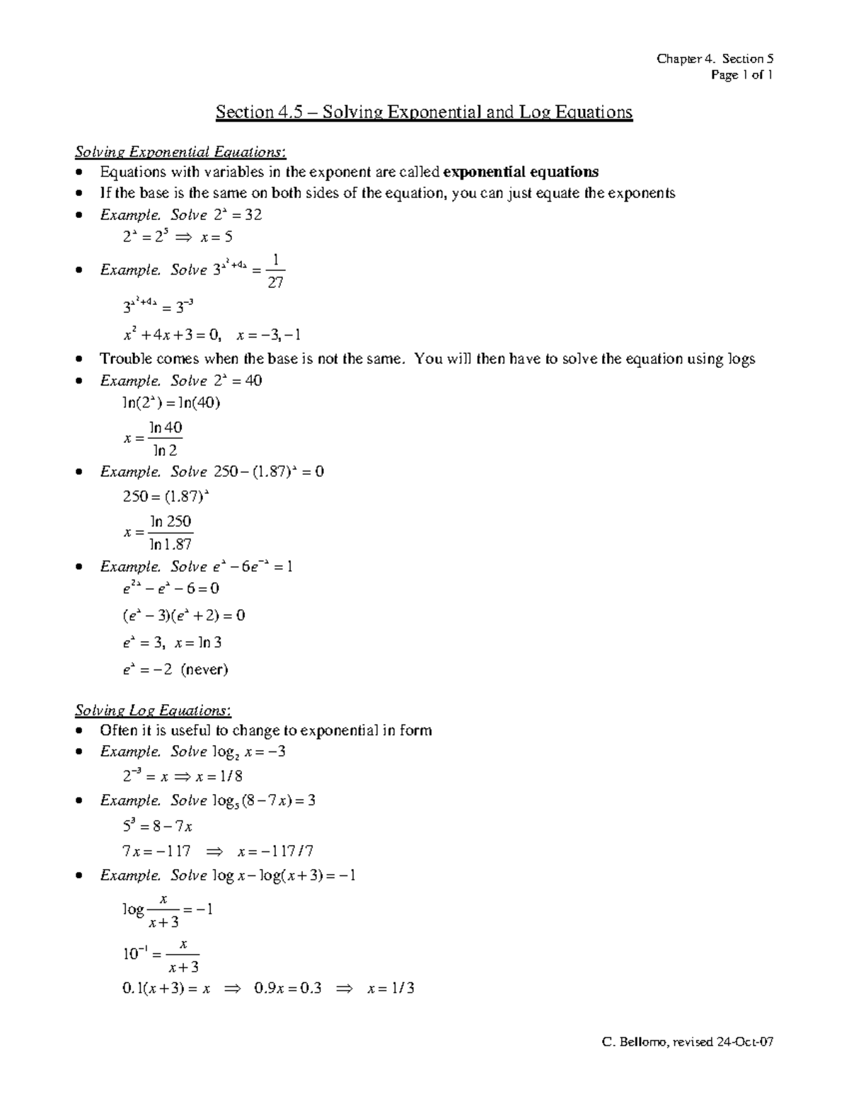 Ch04-Sect05 math 124 2010 - Chapter 4. Section 5 Page 1 of 1 Section 4 ...
