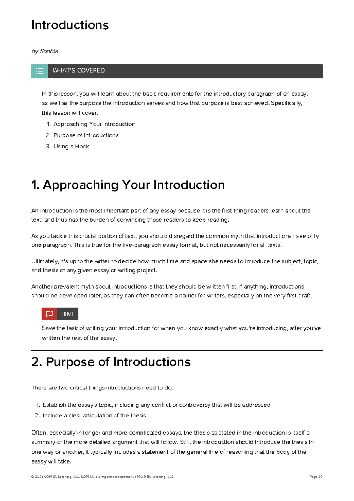 Unit 2 tutorials drafting an essay - Introductions by Sophia In this ...
