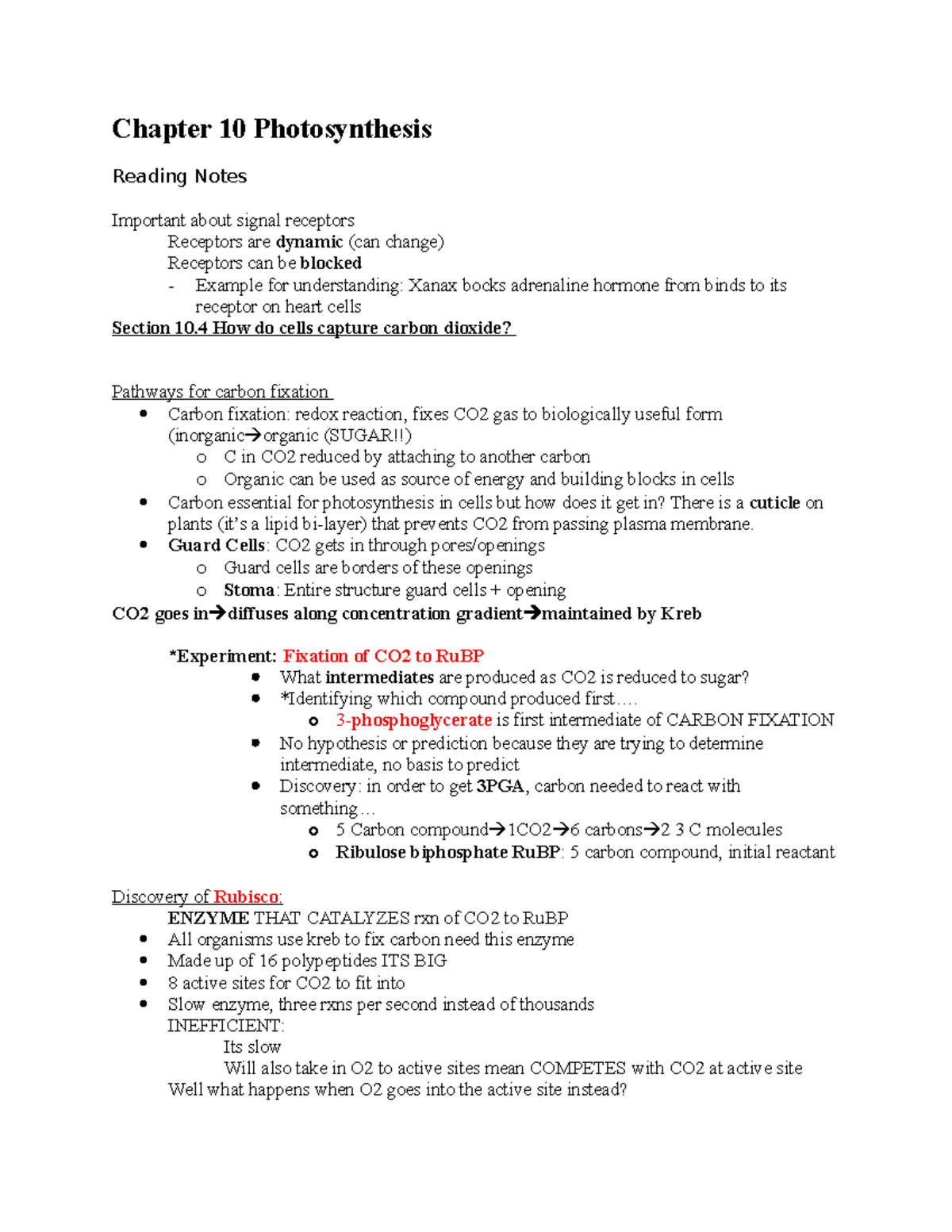 BIO reading Notes - Chapter 10 Photosynthesis Reading Notes Important ...