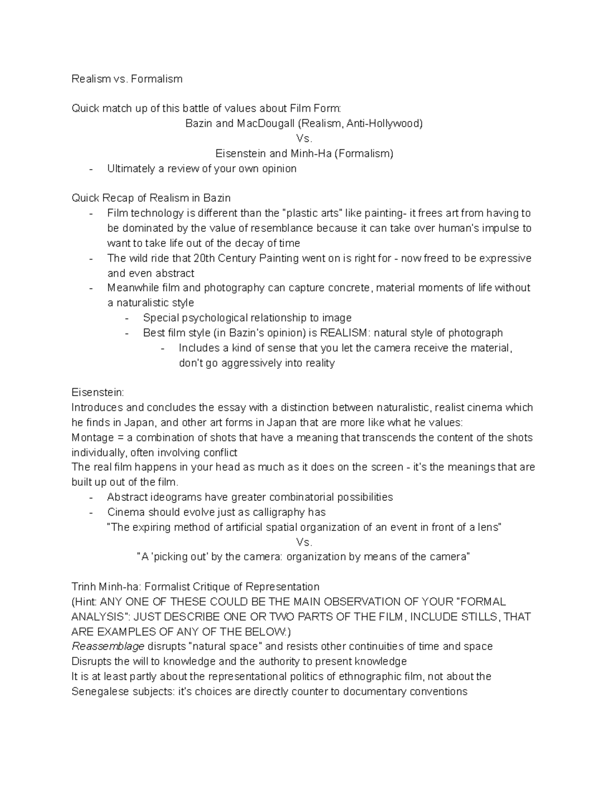 Ant 002: realism v. formalism lecture notes - Realism vs. Formalism ...