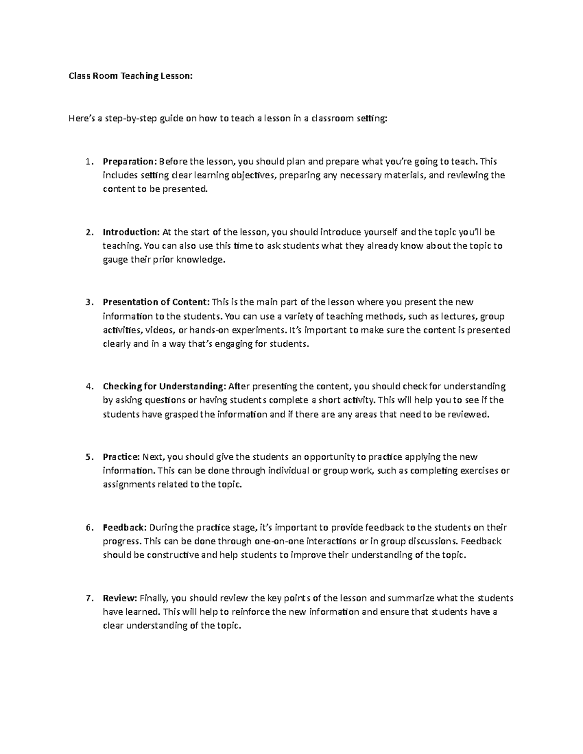 Class Room Teaching Lesson - Class Room Teaching Lesson: Here’s a step ...