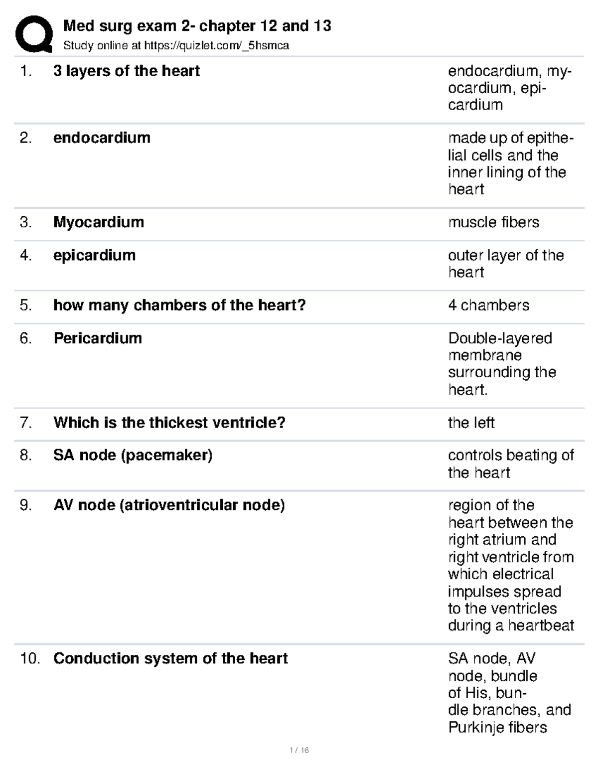 Practice questions for cardiac + answers - Study online at quizlet ...