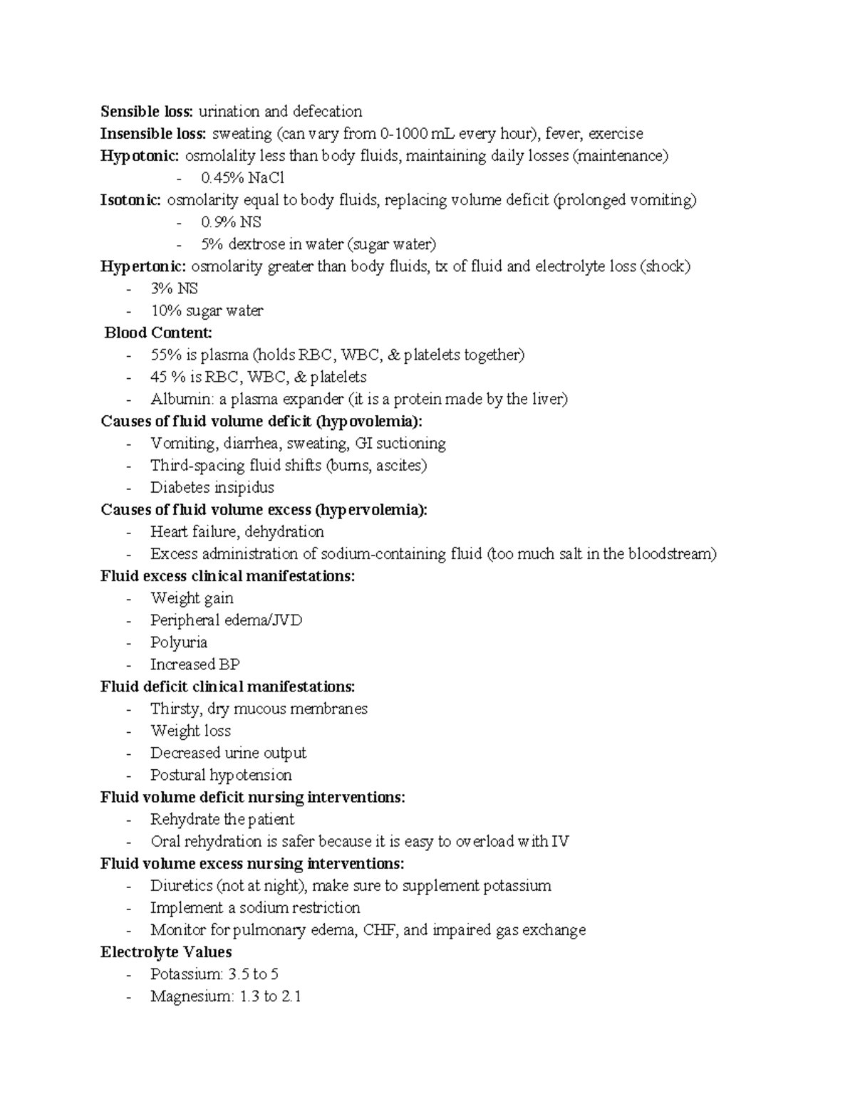Med Surg Test 2 study guide - Sensible loss: urination and defecation ...