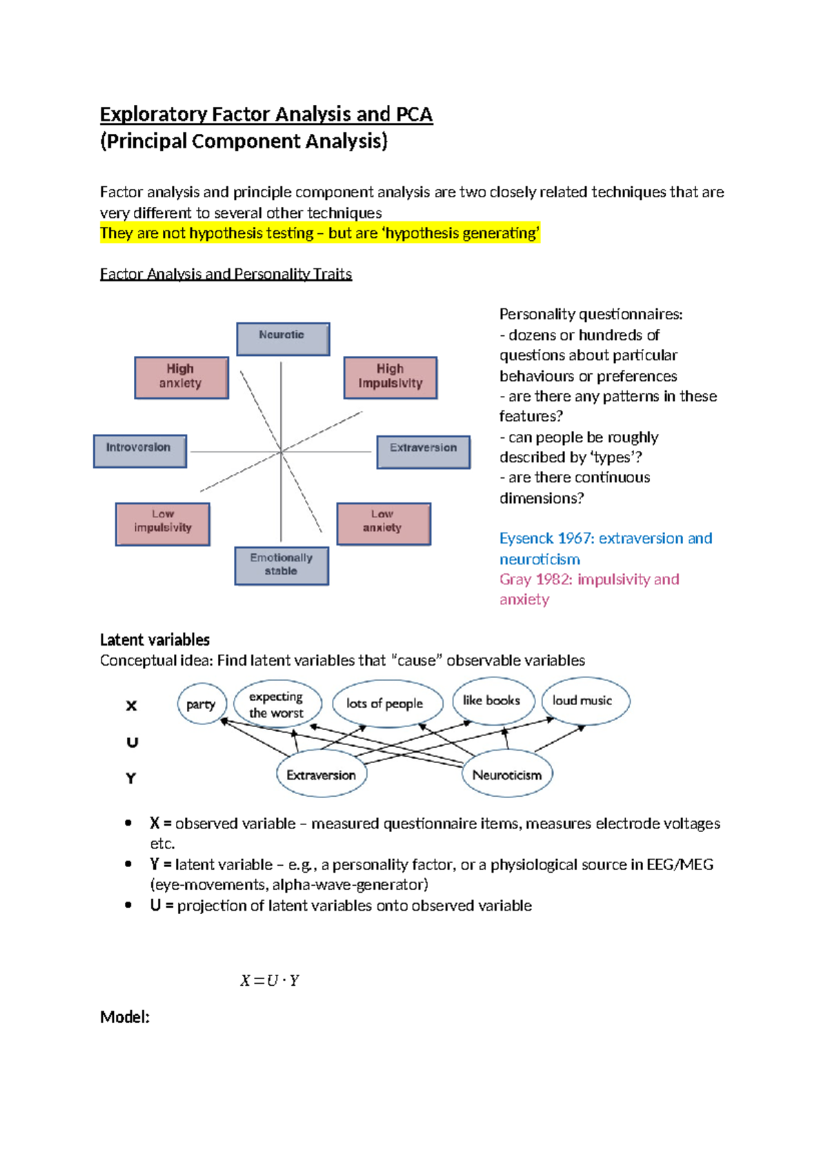 Exploratory Factor Analysis and PCA - Exploratory Factor Analysis and ...