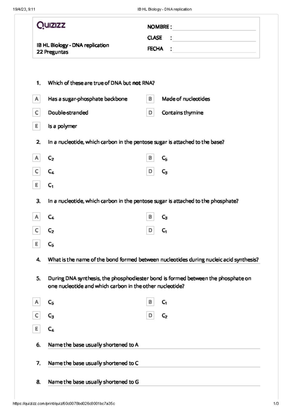 IB HL Biology - DNA replication - 19/4/23, 9:11 IB HL Biology - DNA ...