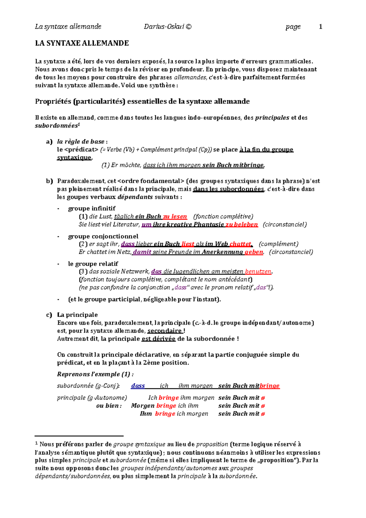 GRAM Ly - La Syntaxe allemande - synthèse DEF - La syntaxe allemande ...
