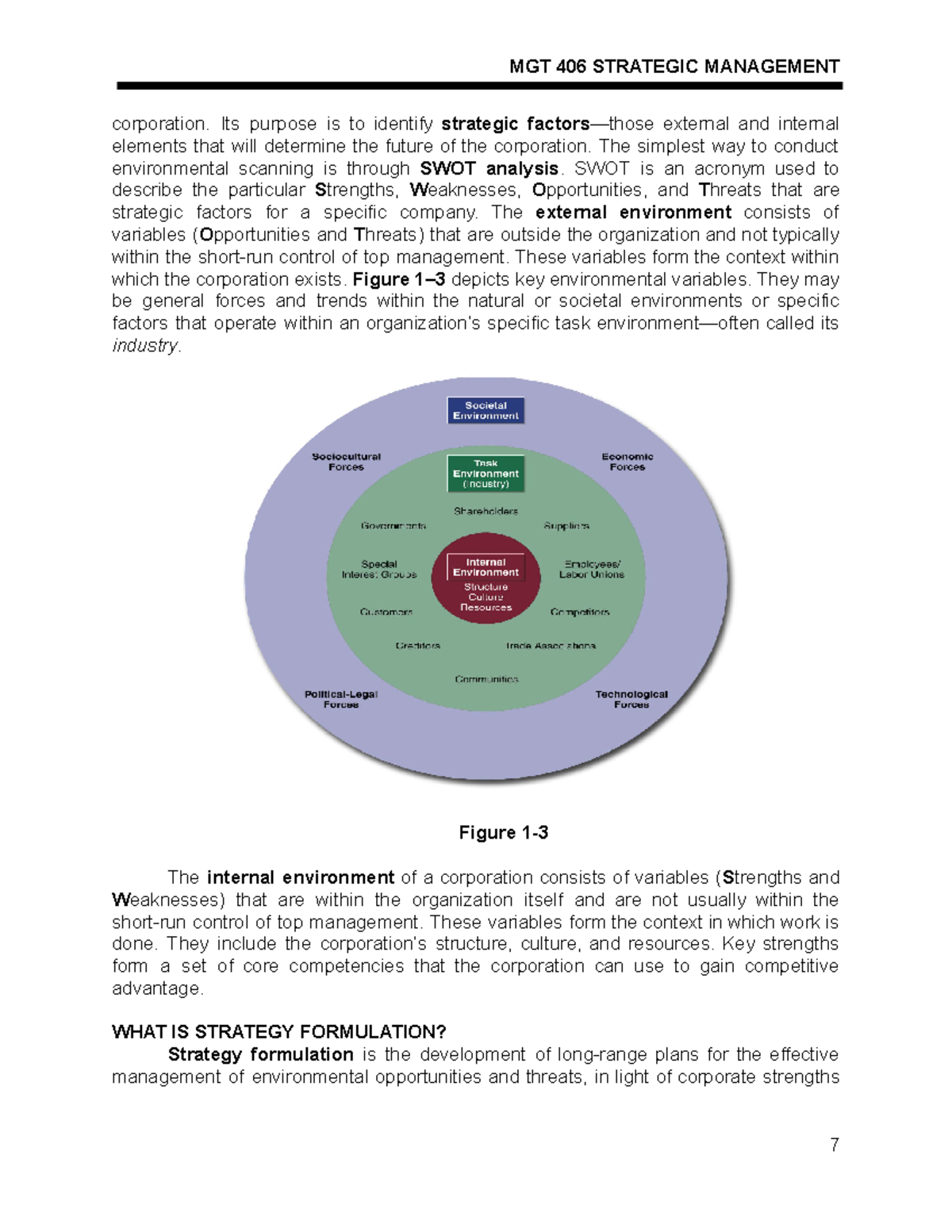 Strat 1C - corporation. Its purpose is to identify strategic factors ...