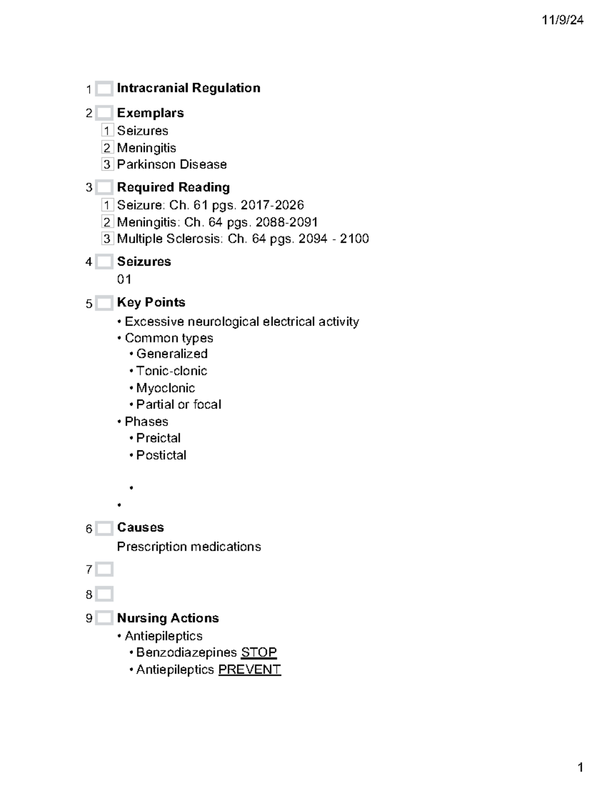 Intracranial Regulation -exam 3 - 11/9/ 1 Intracranial Regulation ...