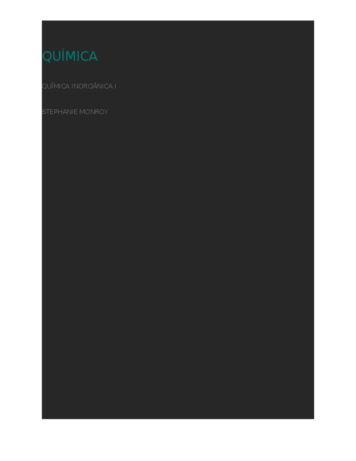 Quimica - :) - QUÍMICA QUÍMICA INORGÁNICA I STEPHANIE MONROY Contenido ...