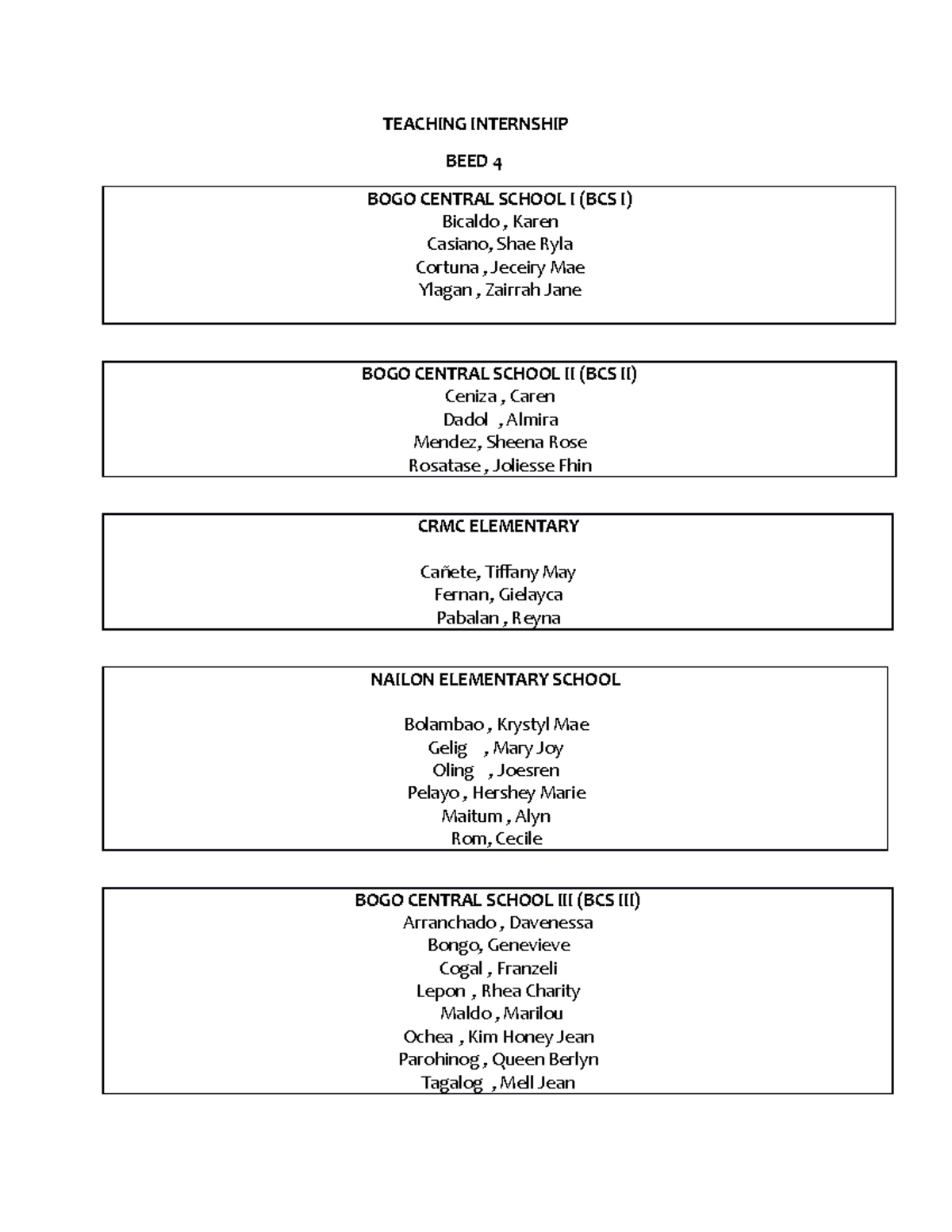 Teaching- Internship-BEED final - TEACHING INTERNSHIP BEED 4 BOGO ...