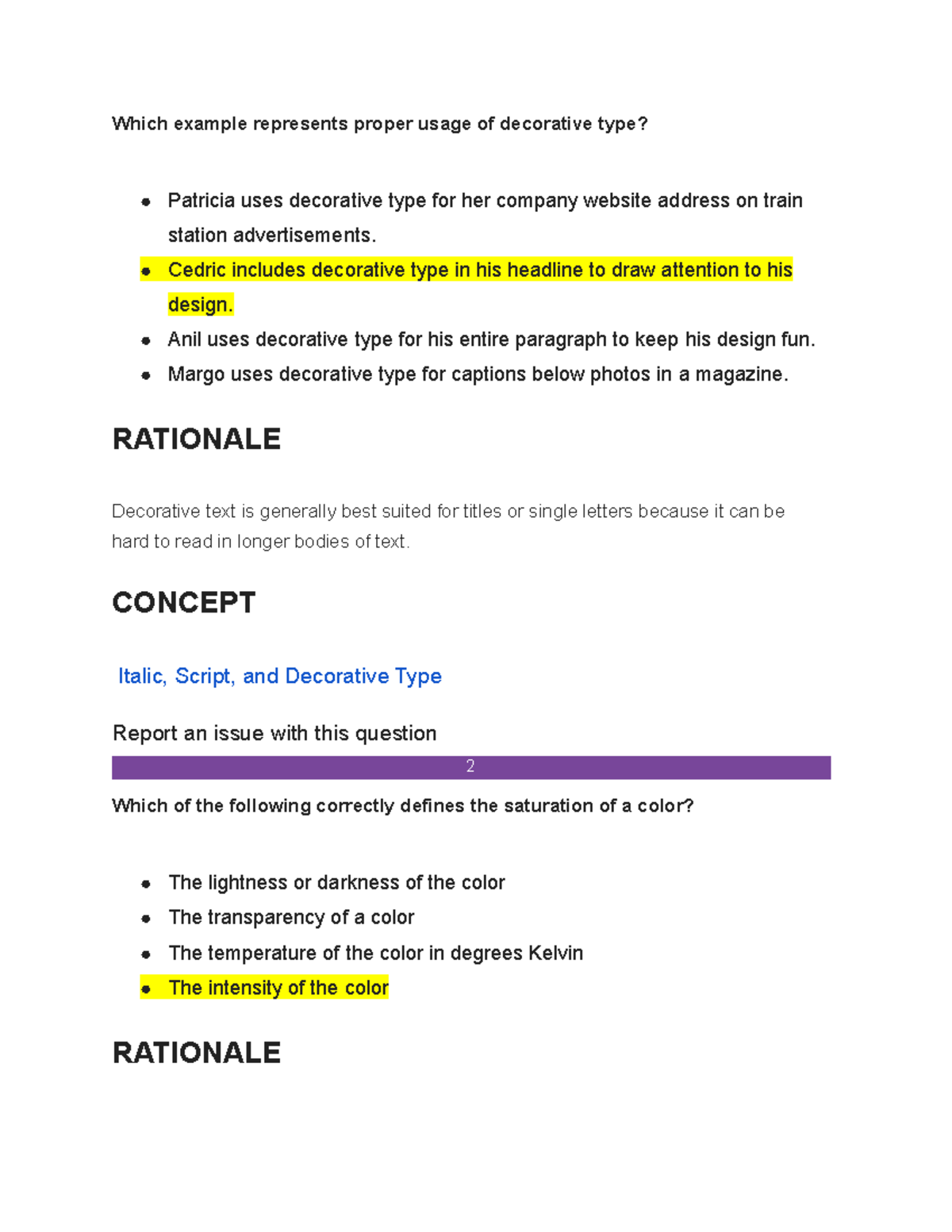 Visual communication Milestone 2 - Which example represents proper ...