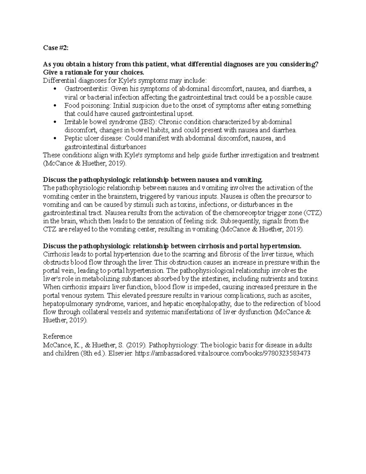 Unit 4 Case Study 2 - Case #2: As you obtain a history from this ...