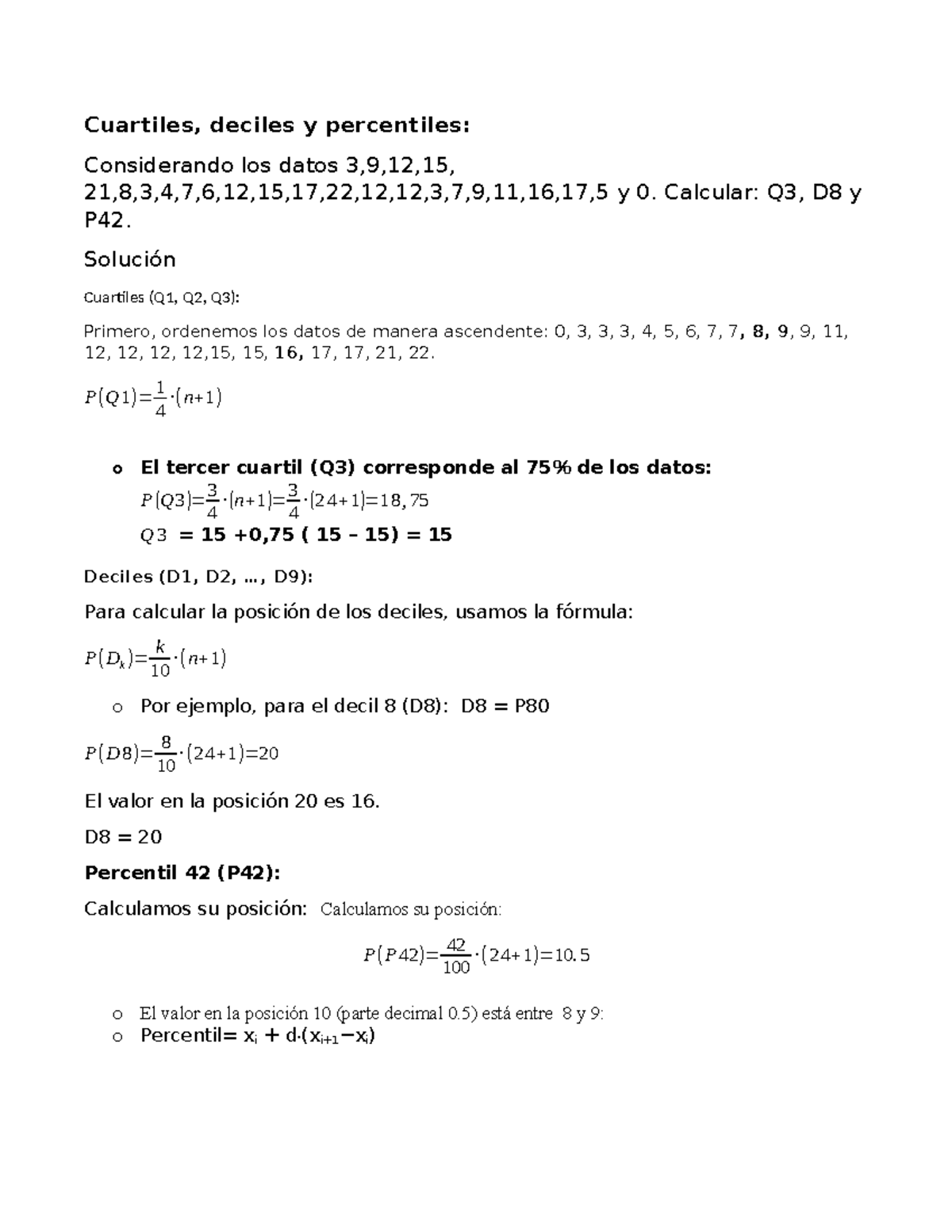 Cuartiles - Lecciones de estadística para practicar - Cuartiles ...