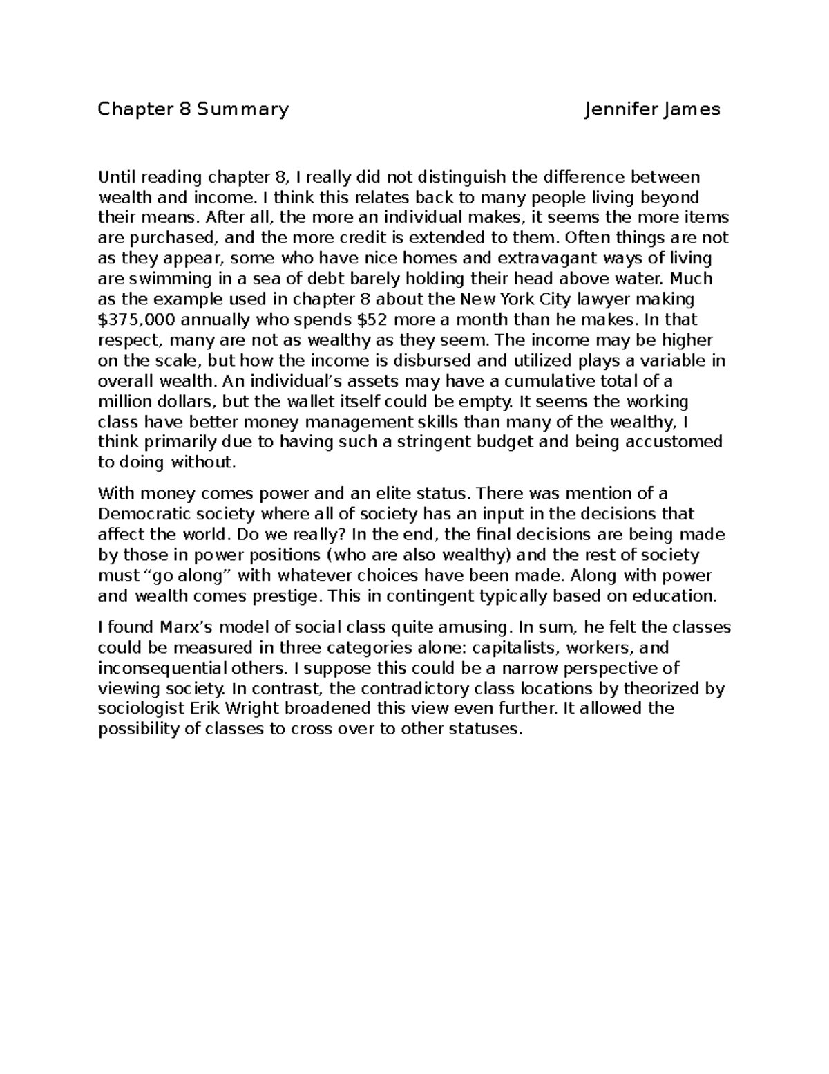 Chapter 8 Summary - Chapter 8 Summary Jennifer James Until reading ...