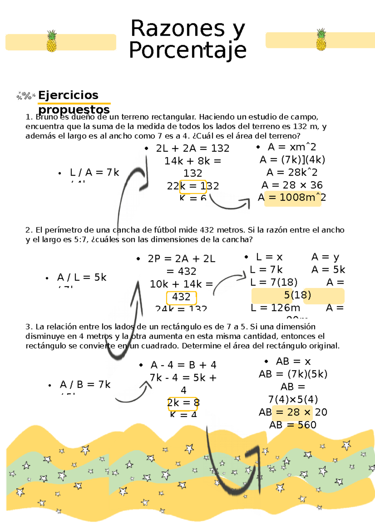 Razones y proporciones - Porcentajes - La relación entre los lados de ...
