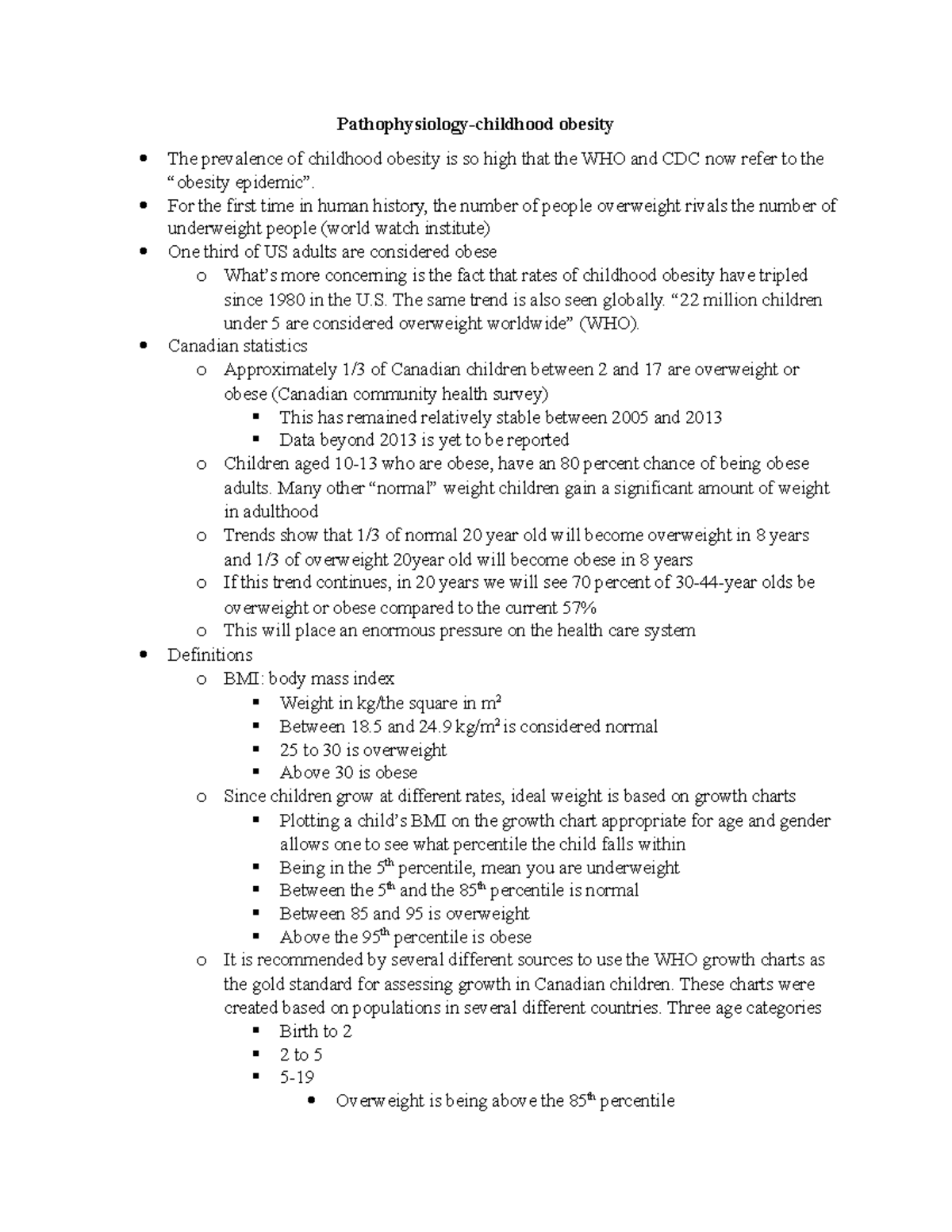 Childhood obesity - Lecture notes 2 - Pathophysiology-childhood obesity ...