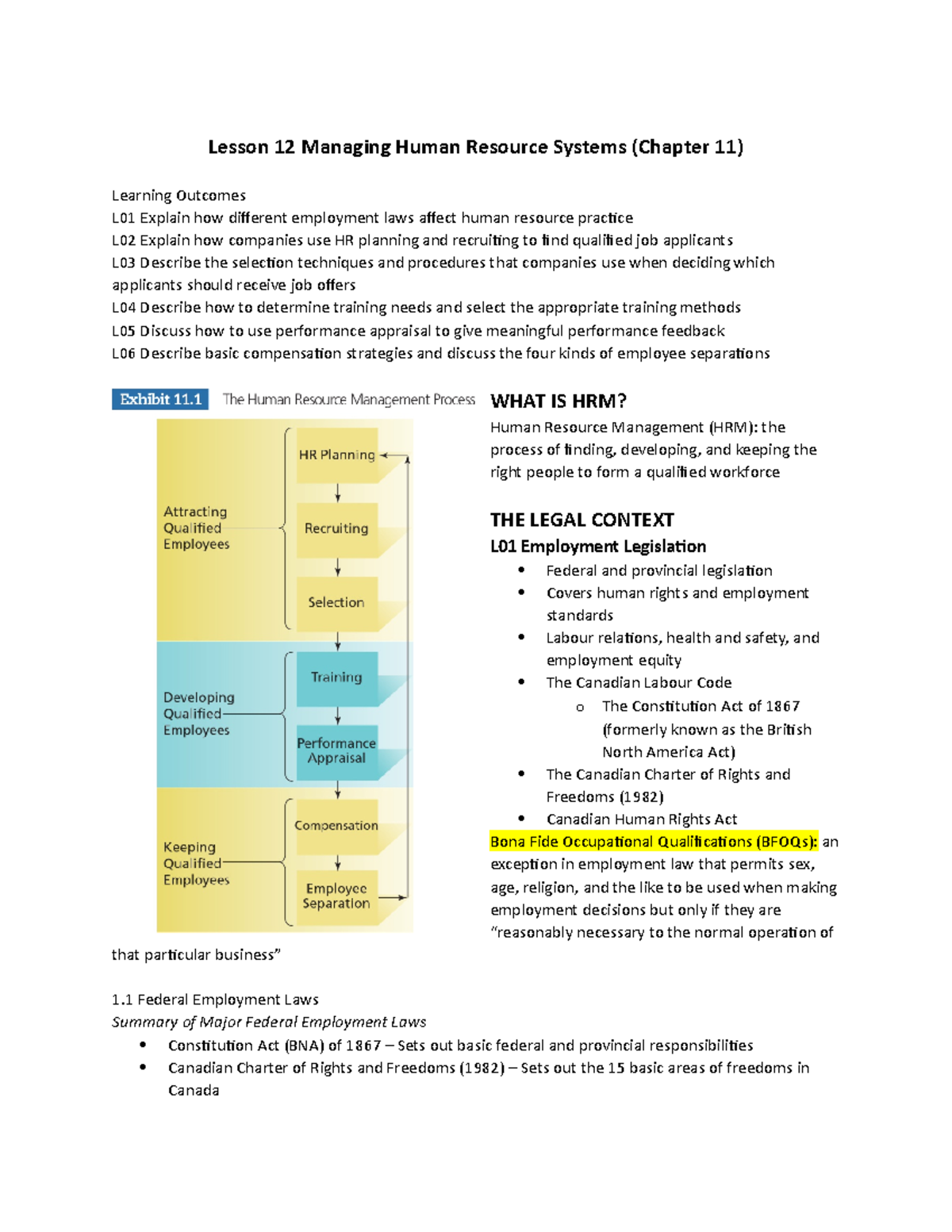 Lesson 12 Managing Human Resource Systems - , zero tolerance) Establish ...