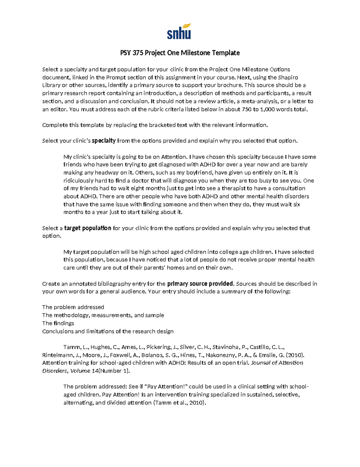 Cognition Project One Milestone - PSY 375 Project One Milestone ...