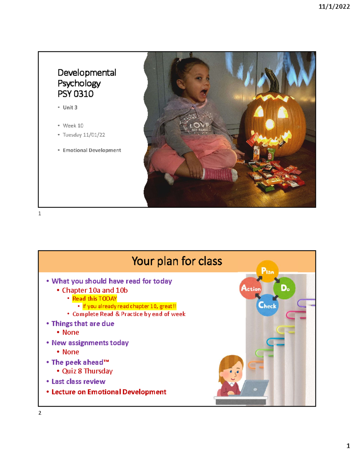Kami Export - W10 C1 Emotion - Developmental Psychology PSY 0310 Your plan for class • What you ...