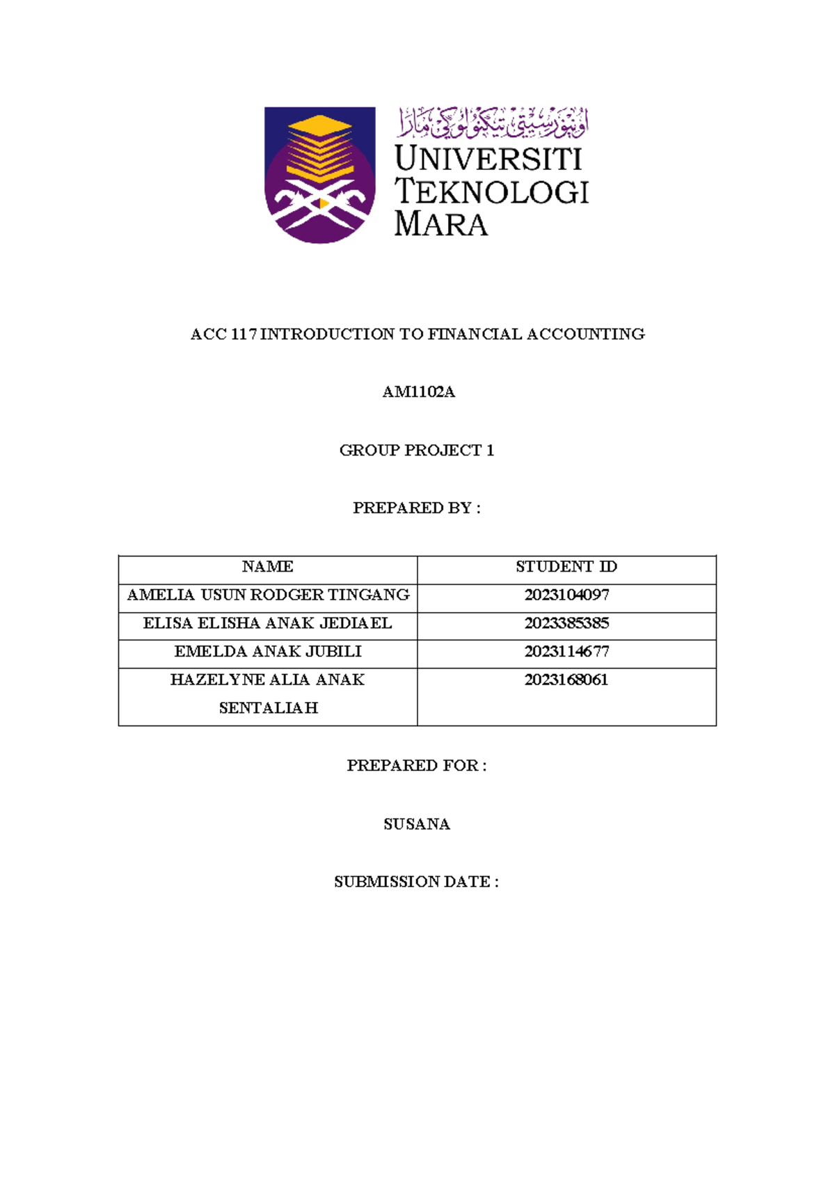 ACC117 AM110 2A - contoh jak - ACC 117 INTRODUCTION TO FINANCIAL ...