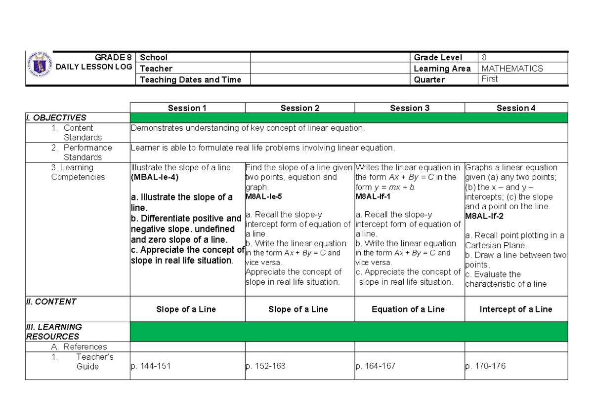 G8DLL Q1W7 LC09-12 - eyy - GRADE 8 DAILY LESSON LOG School Grade Level ...