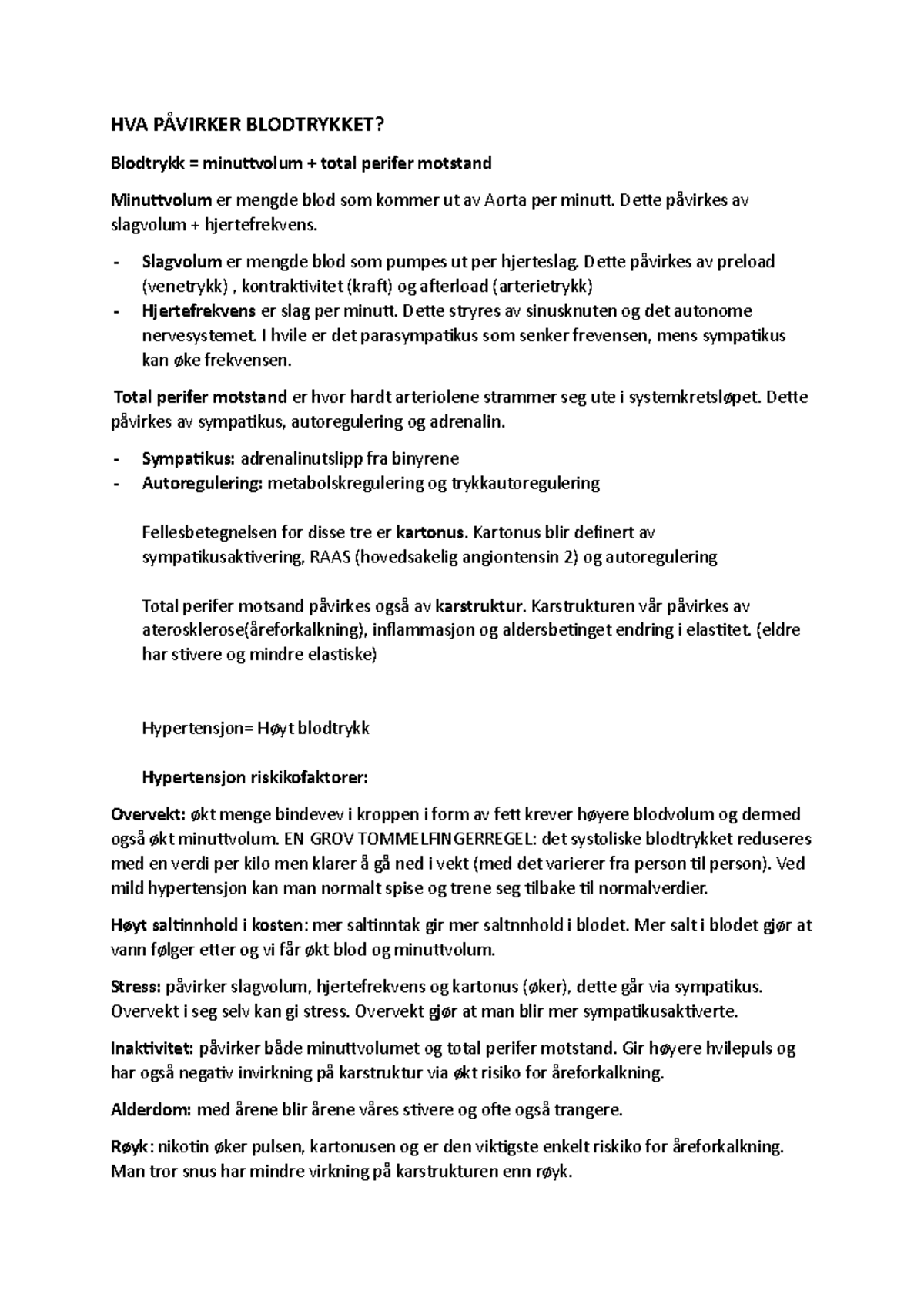 HVA Påvirker Blodtrykket - HVA PÅVIRKER BLODTRYKKET? Blodtrykk ...