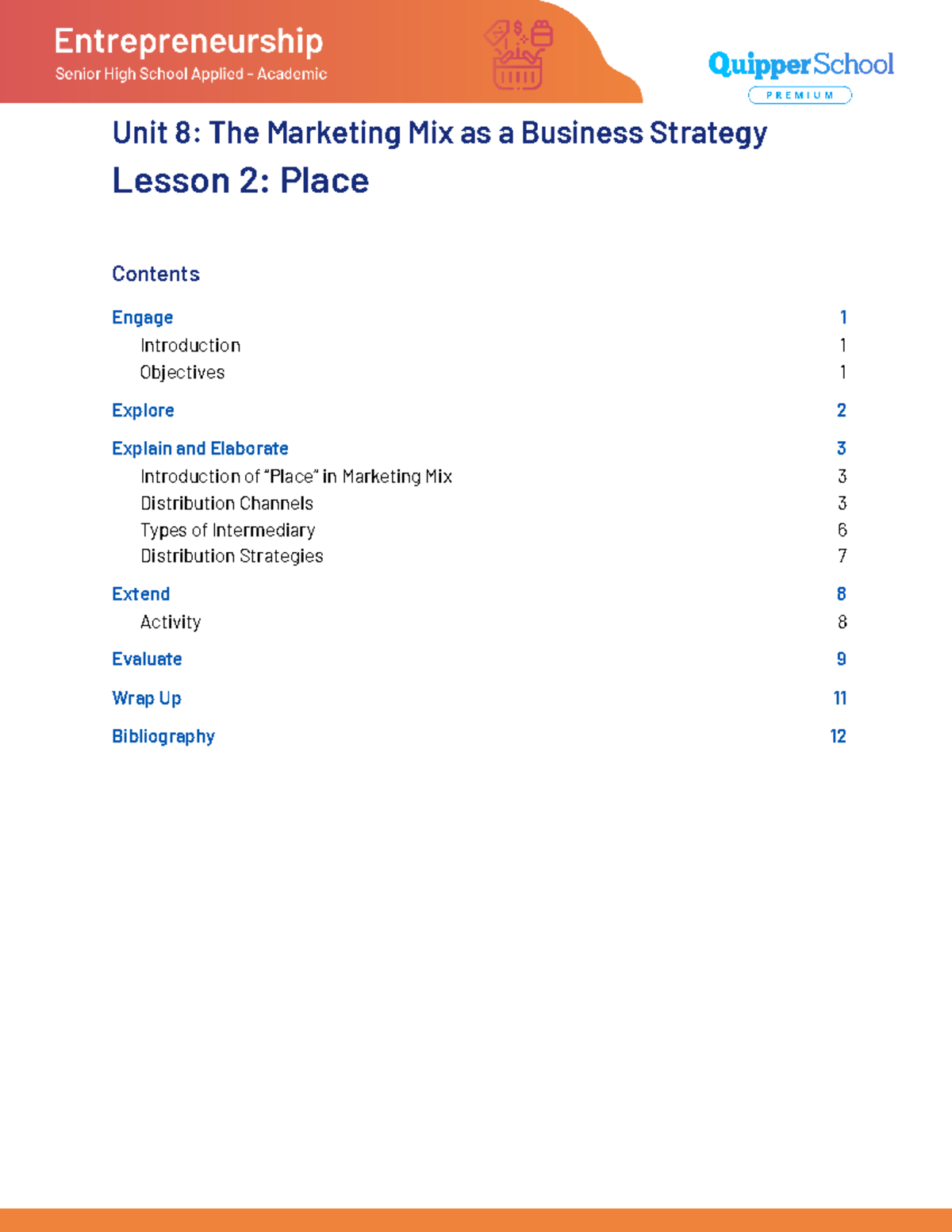 ENT SG Unit8 Lesson 2 Final - Unit 8: The Marketing Mix as a Business ...