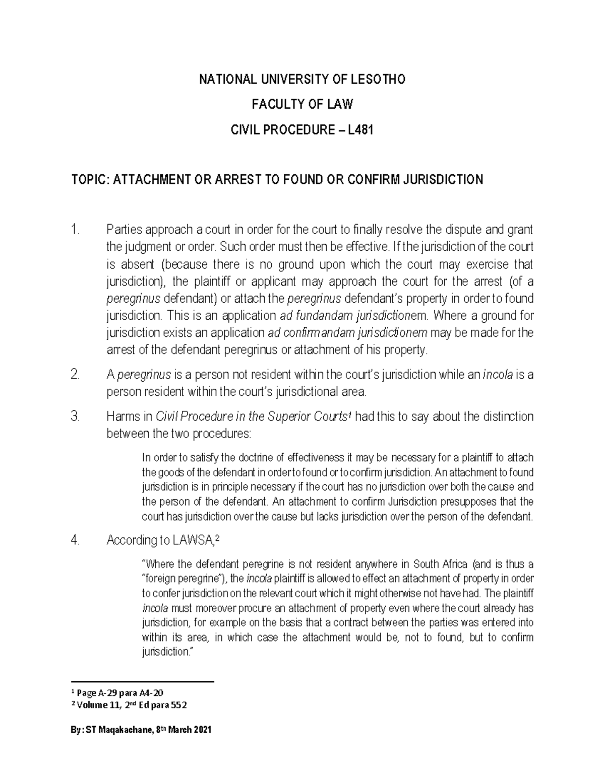 L481 Notes 2 2021 - lesson 2 - NATIONAL UNIVERSITY OF LESOTHO FACULTY ...