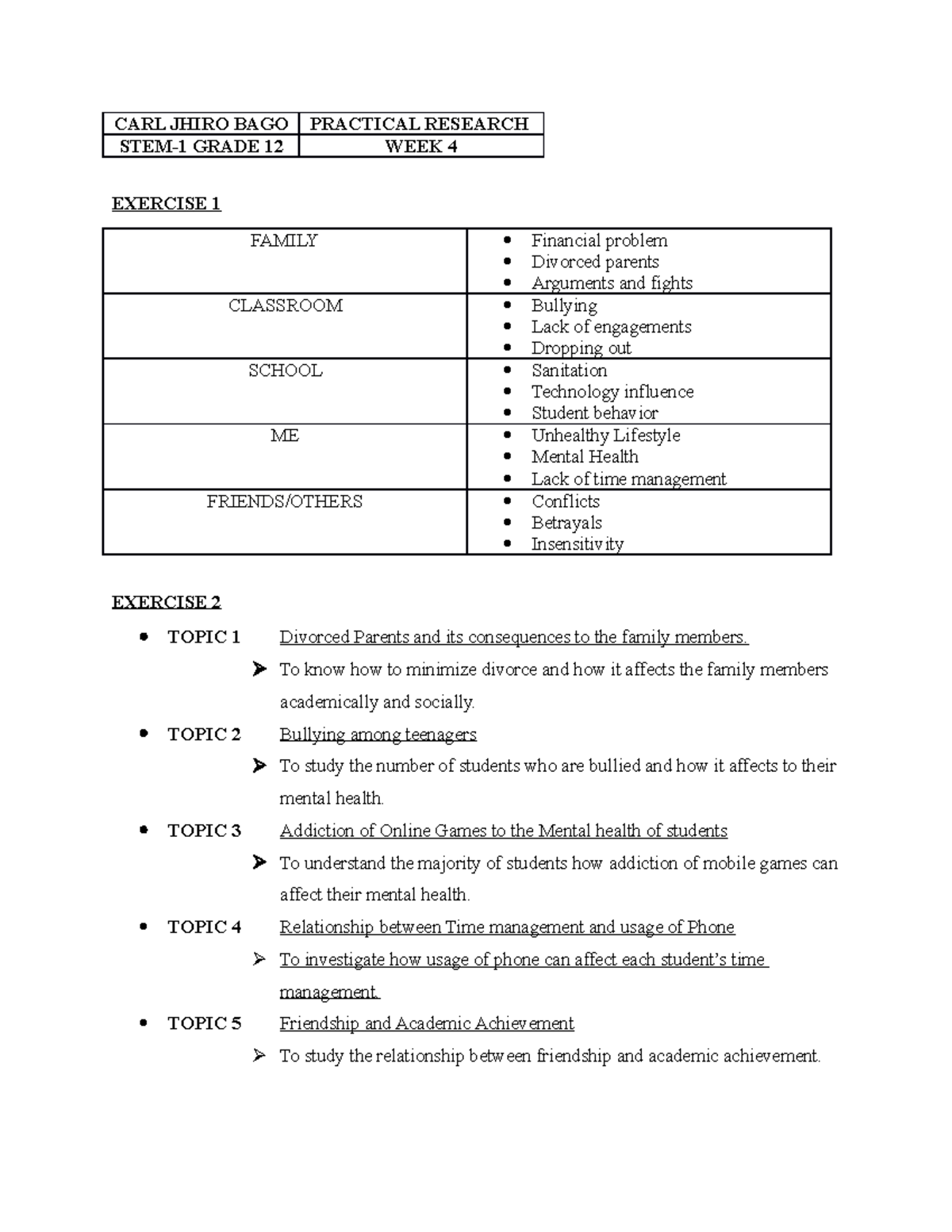 Research 4 for grade 12 students in WCSAT - CARL JHIRO BAGO PRACTICAL ...