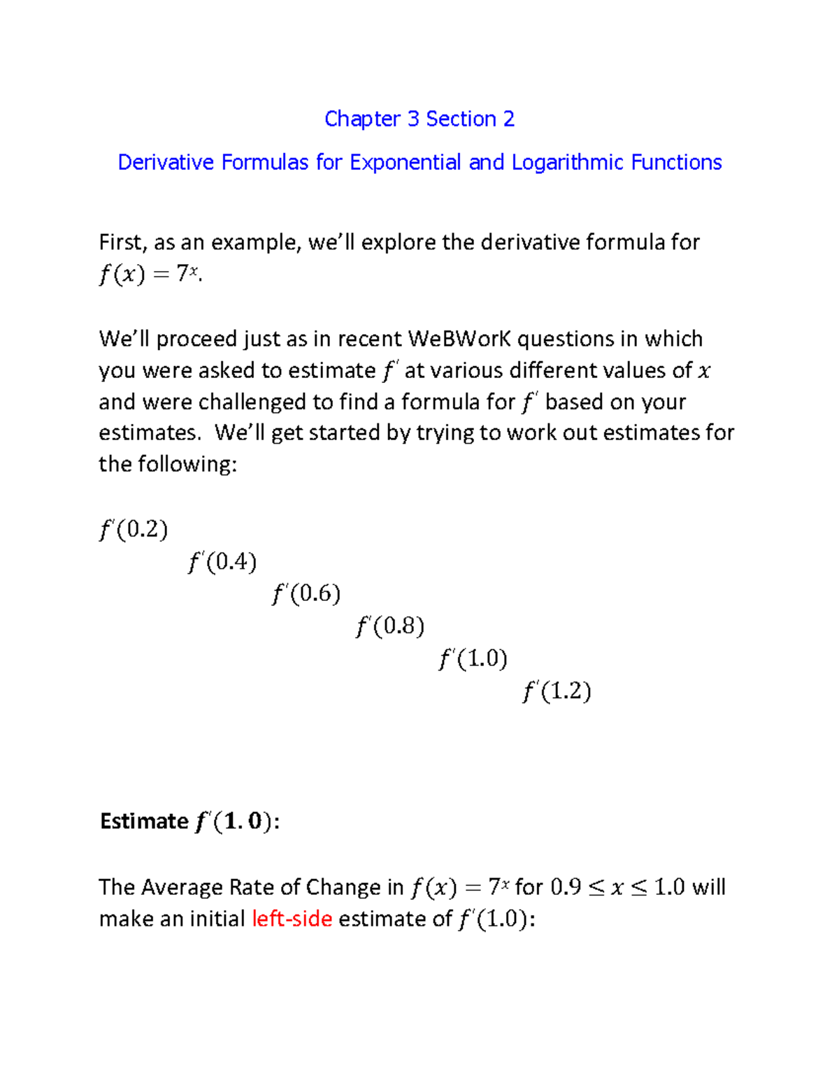 Ch 3 Sec 2 Calculus - Chapter 3 Section 2 Derivative Formulas for ...