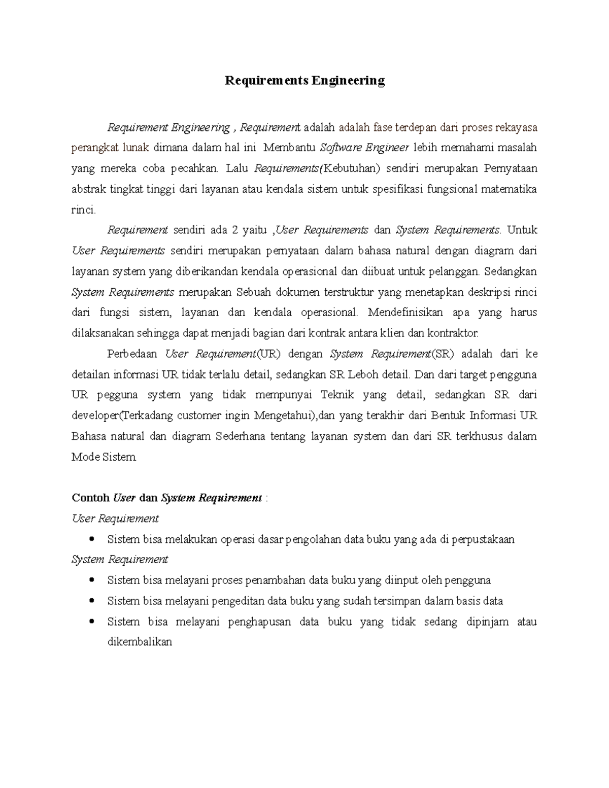 Rekayasa Perangkat Lunak - Requirements Engineering - Requirements Engineering Requirement - Studocu