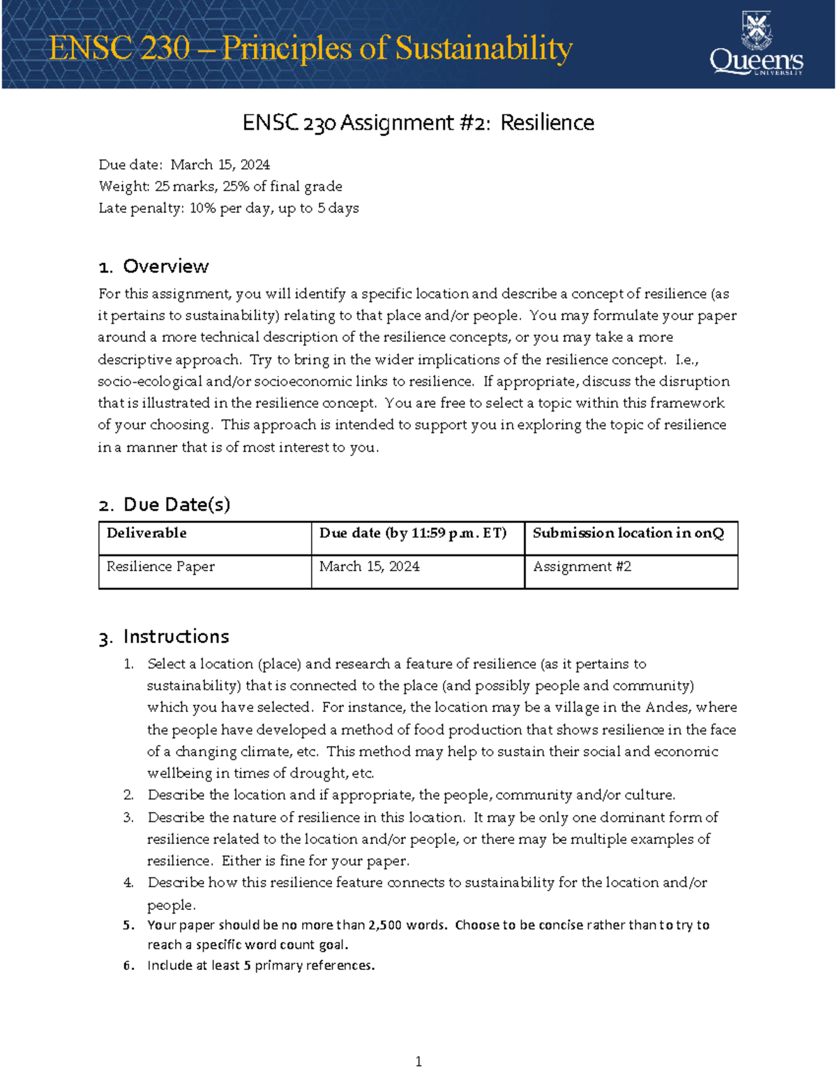 ENSC 230 Assignment #2 - Resilience Paper - ENSC 230 – Principles of ...