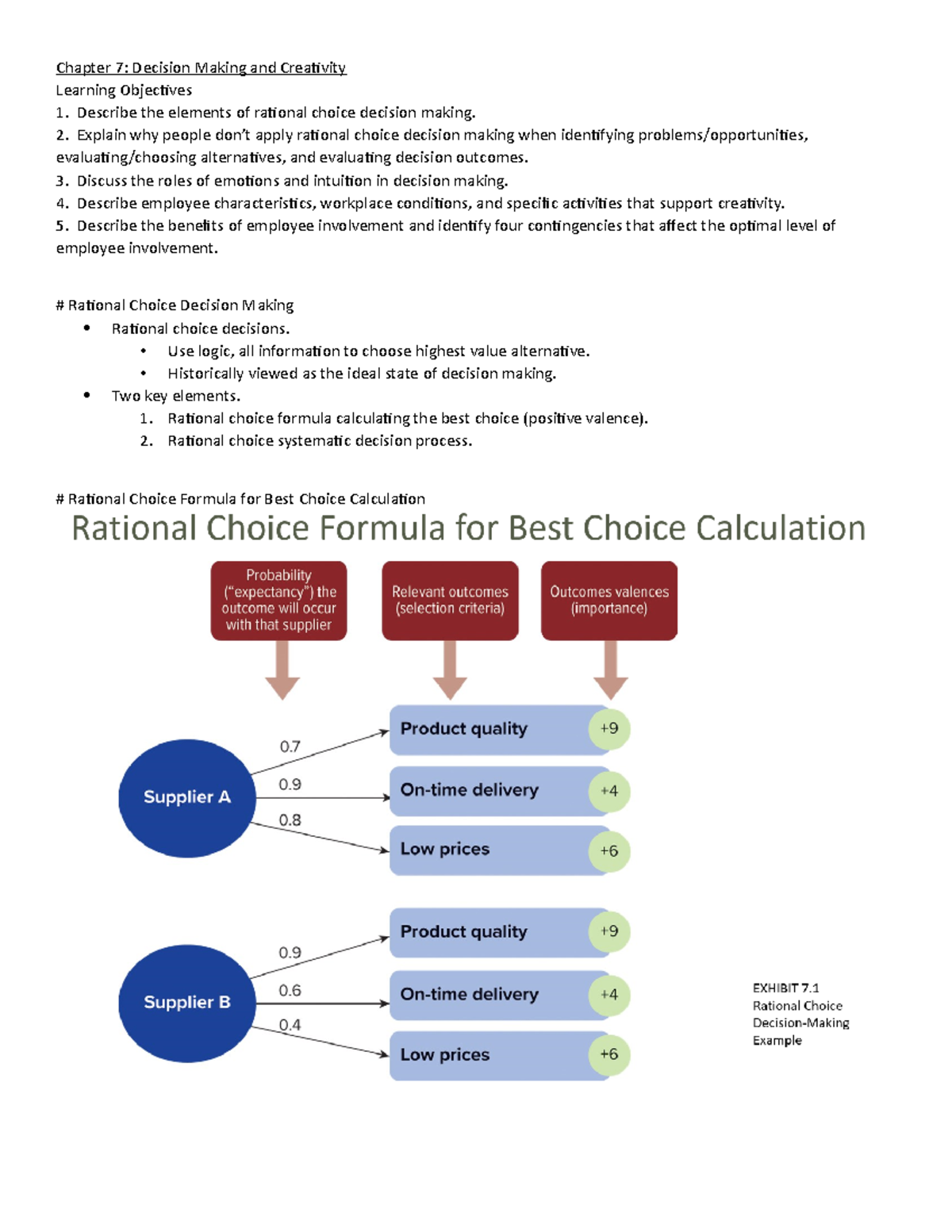 ORGB ch 7 - Lecture notes 6 - Chapter 7: Decision Making and Creativity ...