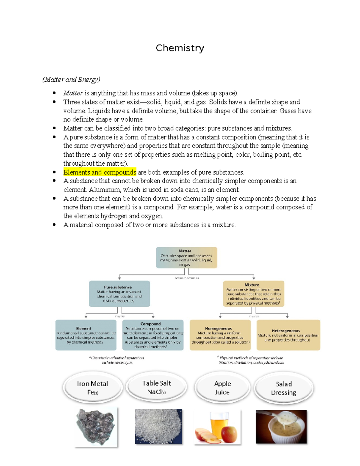 Chemistry - .... - Chemistry (Matter and Energy) Matter is anything ...