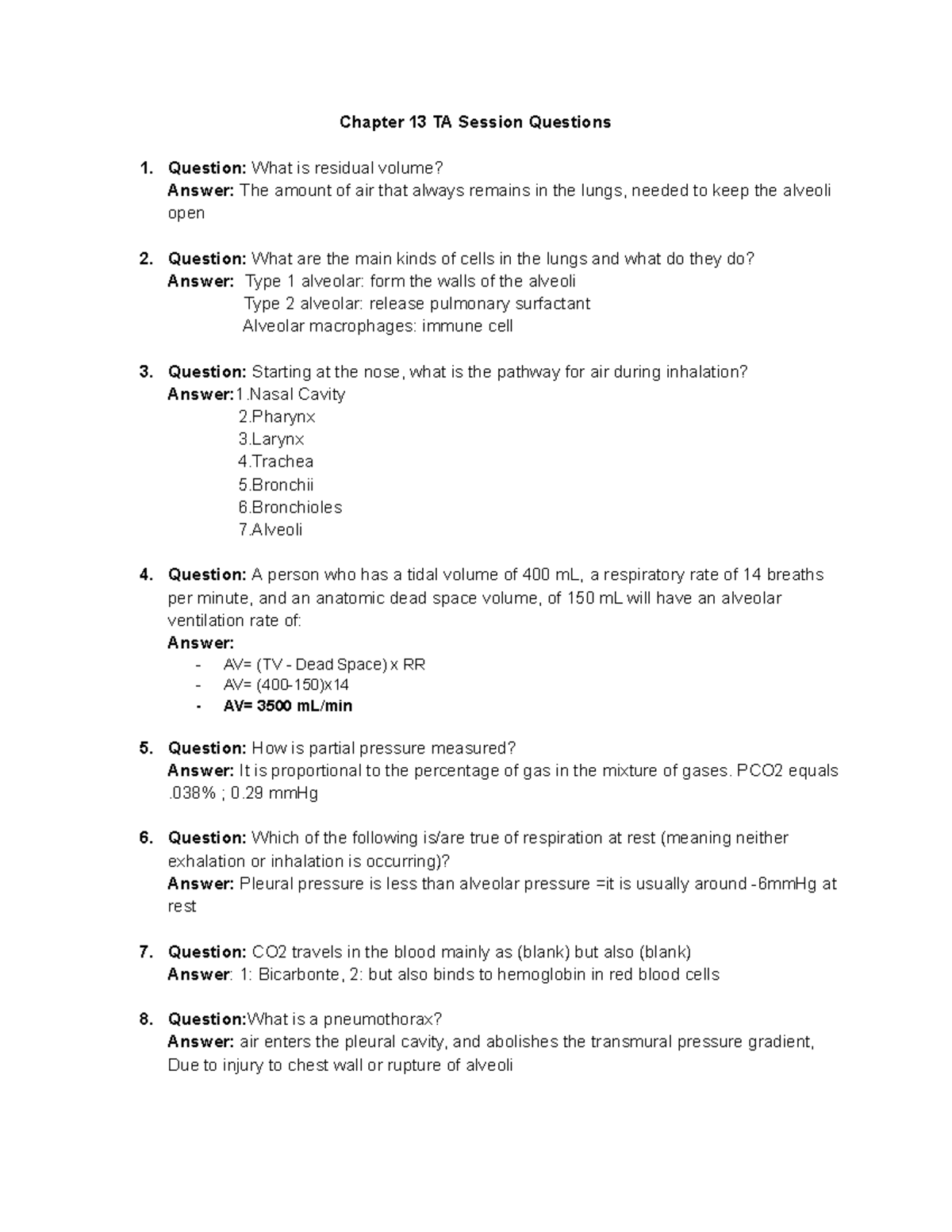 Chapter 13 TA Session Questions - Chapter 13 TA Session Questions ...