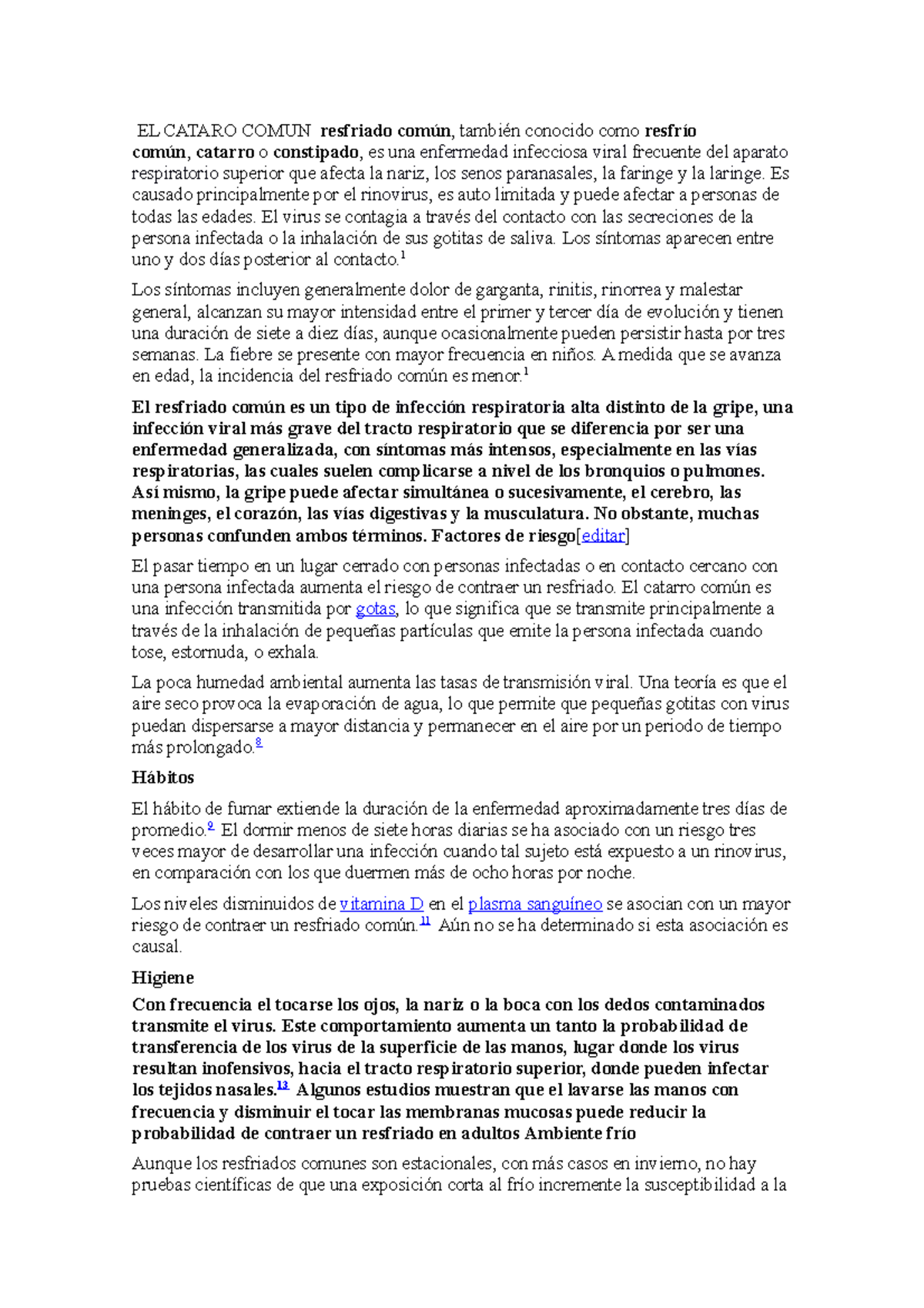 EL Cataro Comun - informacion - EL CATARO COMUN resfriado común ...