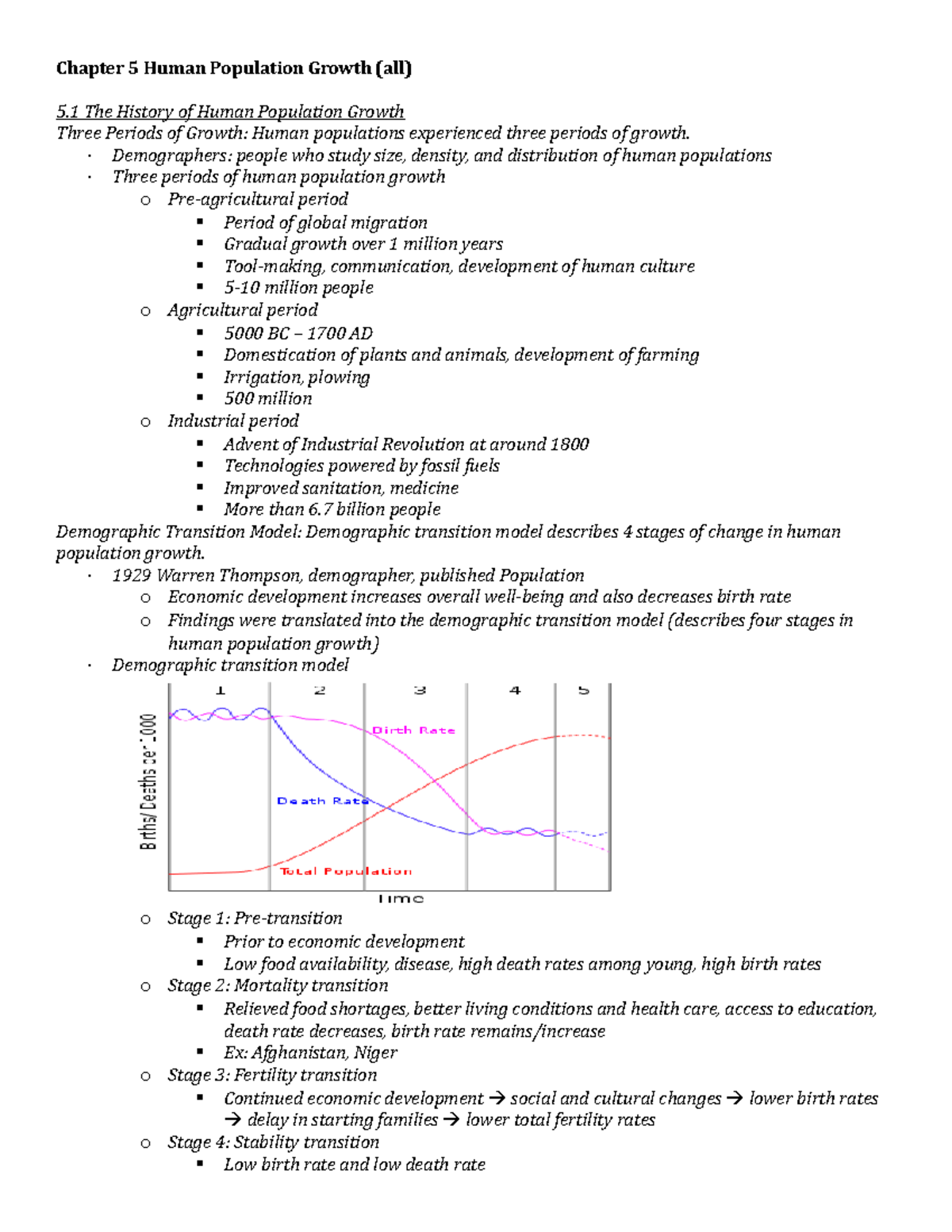 Chapter 5 (textbook) All - Chapter 5 Human Population Growth (all) 5 ...