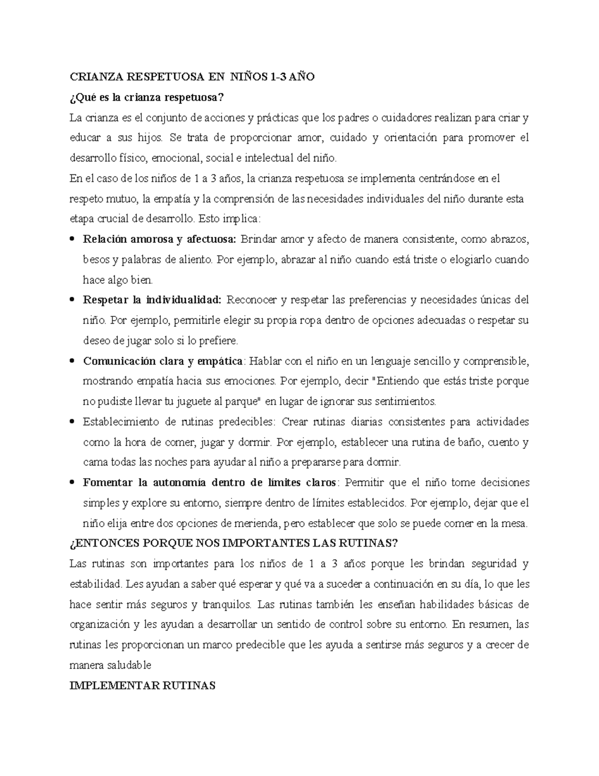 Crianza Respetuosa - CRIANZA RESPETUOSA EN NIÑOS 1-3 AÑO ¿Qué es la crianza respetuosa? La ...