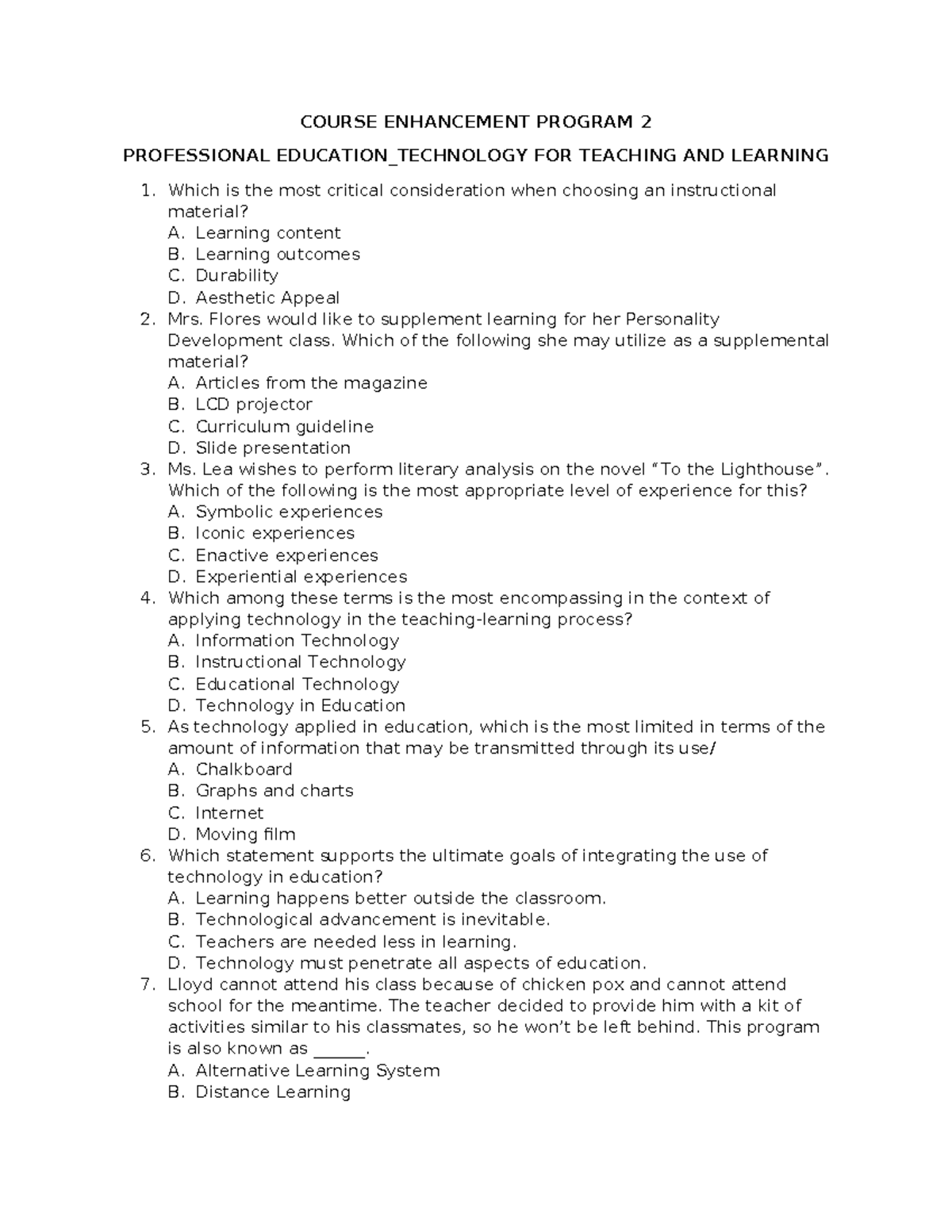 Profed-TTL - reviewer - COURSE ENHANCEMENT PROGRAM 2 PROFESSIONAL ...