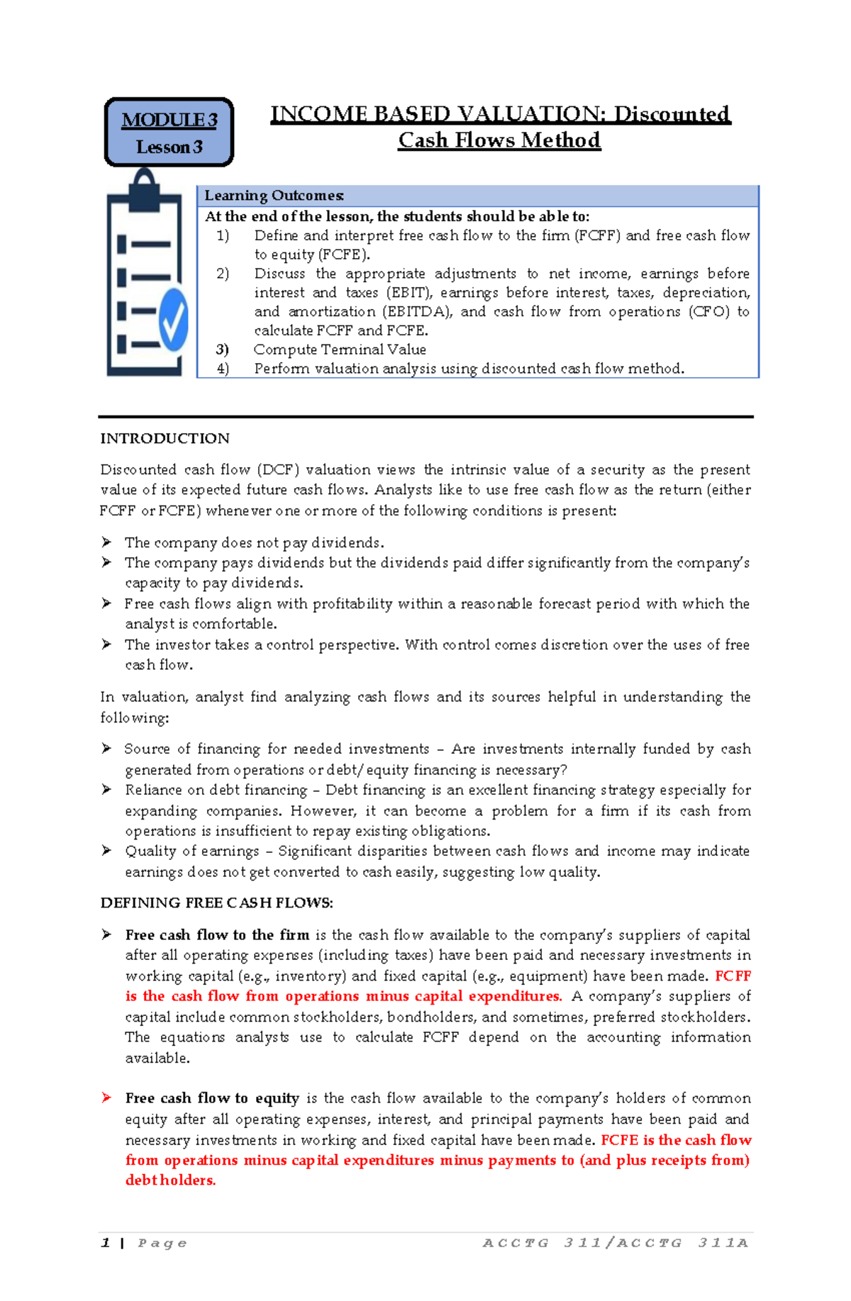 Income-based-valuation - INCOME BASED VALUATION: Discounted Cash Flows ...