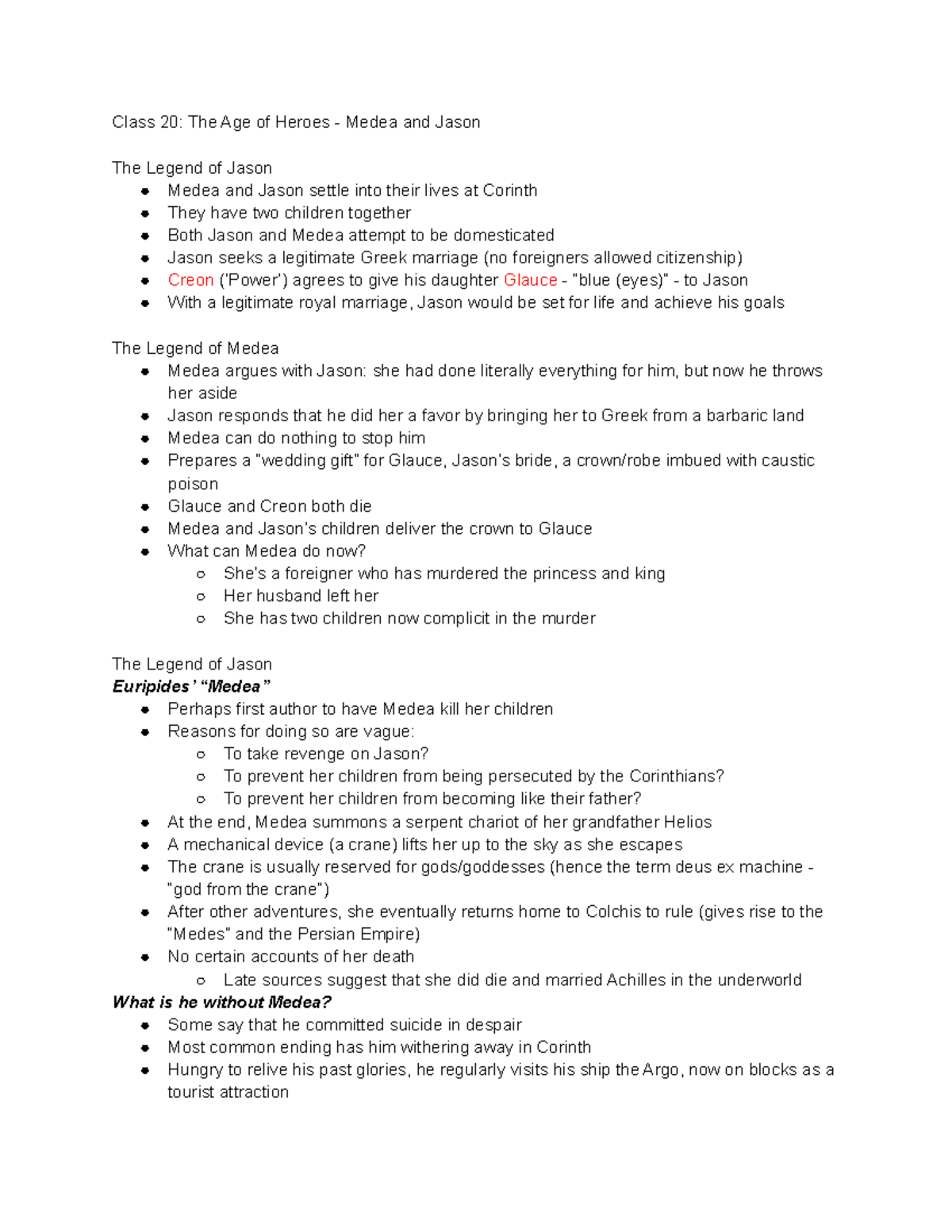 4/26 Class Notes - Medea and Jason - Class 20: The Age of Heroes ...