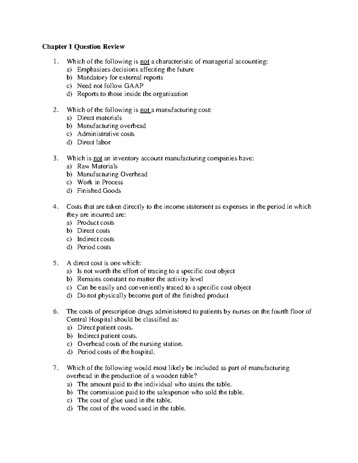 Chapter 1 Question Review 102 Chapter 1 Question Review Which Of