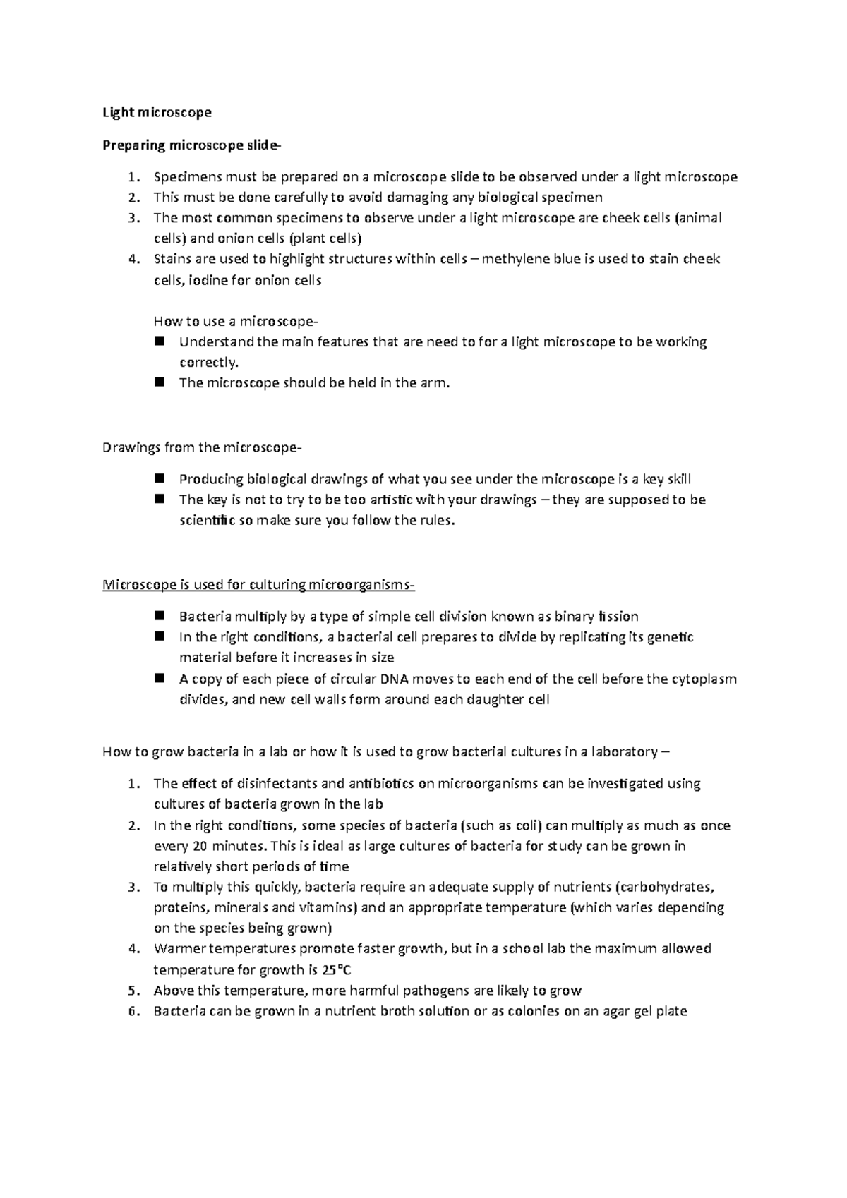 Light microscope - Lecture notes 3-6 - Light microscope Preparing ...