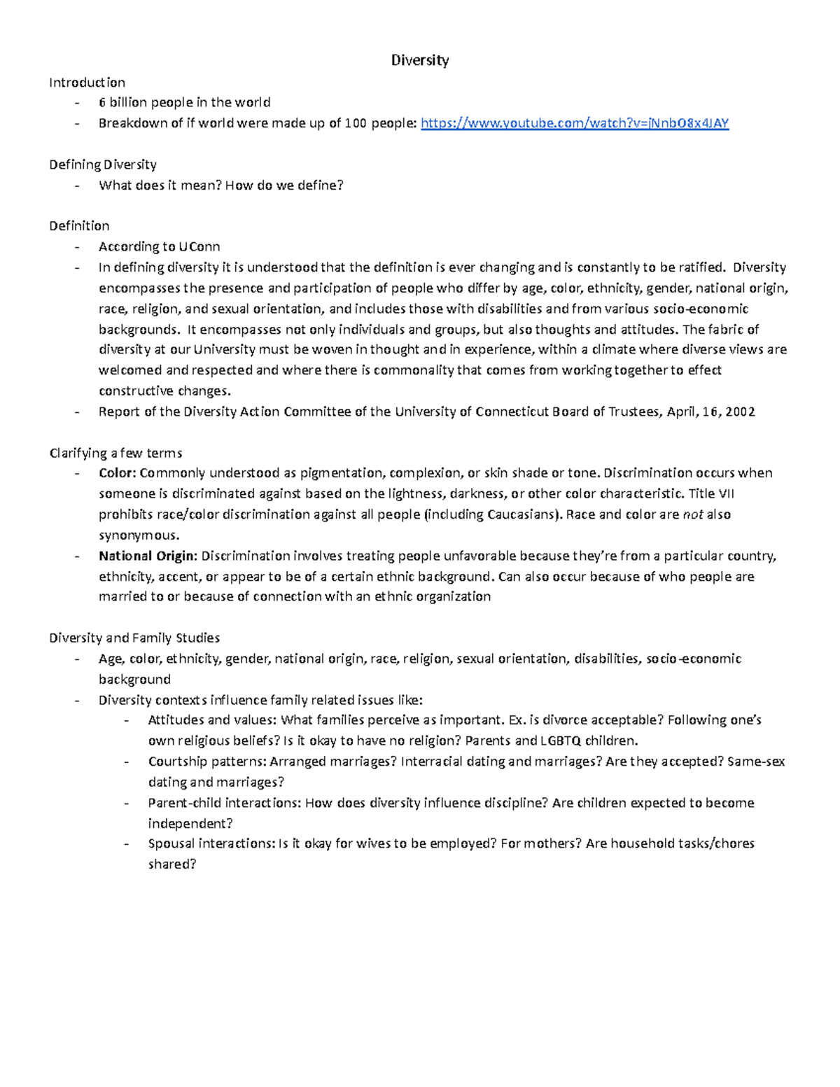 HDFS 2001 Notes - Diversity Introduction - 6 billion people in the ...