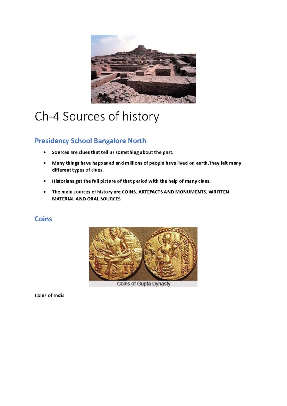 Ch-4 Sources of history - Ch-4 Sources of history Presidency School ...