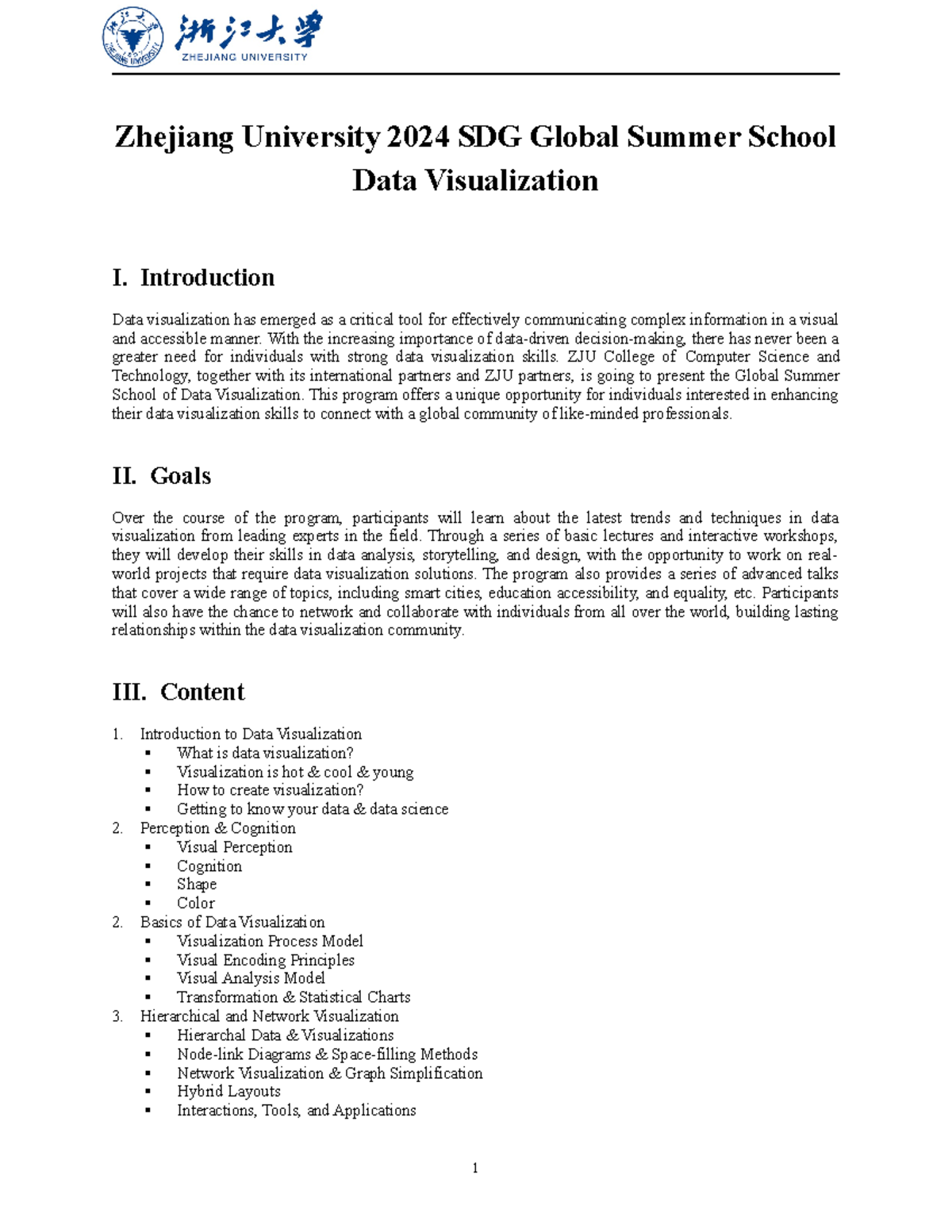 Data Visualization Syllabus - Zhejiang University 2024 SDG Global Summer School Data ...