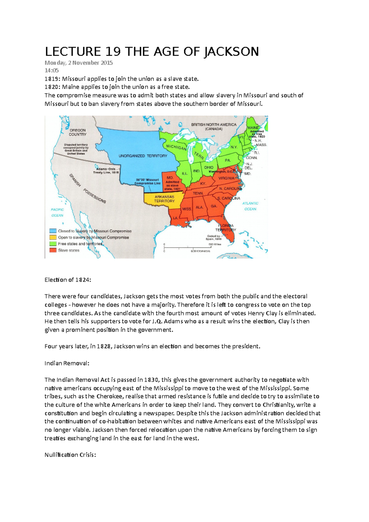 Lecture 19 THE AGE OF Jackson - LECTURE 19 THE AGE OF JACKSON Monday, 2 ...