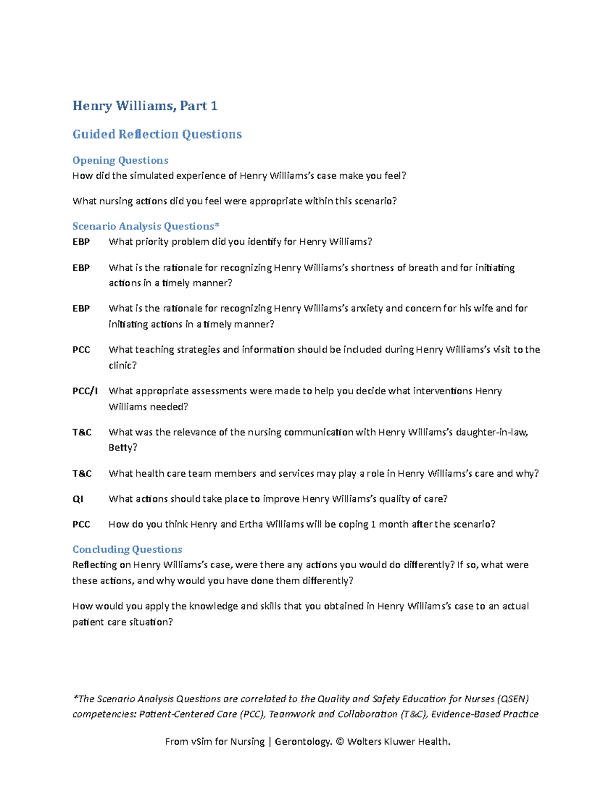 Gerontology Case Henry Williams Part1 GRQ - Henry Williams, Part 1 ...