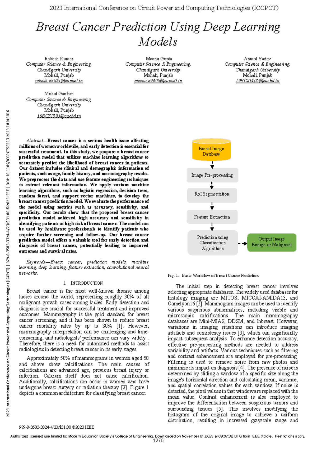 (2023) Breast Cancer Prediction Using Deep Learning Models - Breast ...